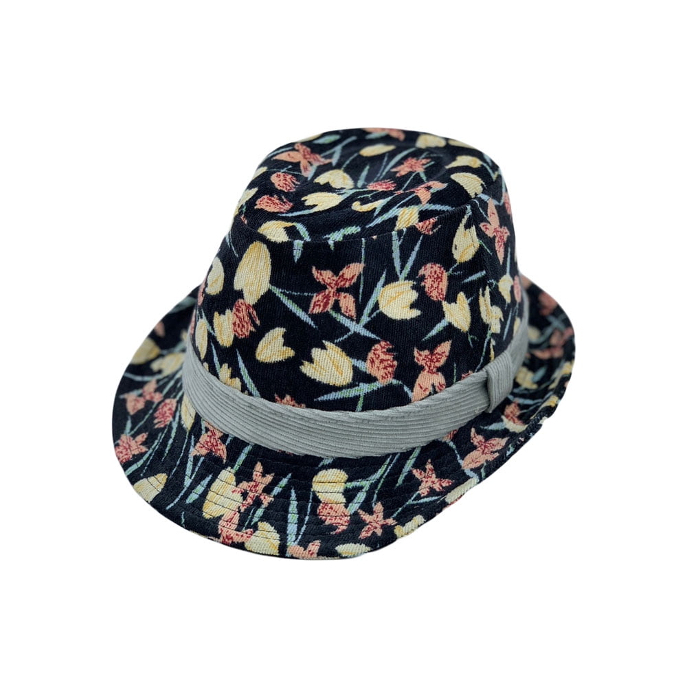 WITHMOONS Flower Pattern Fedora Hat Short Brim Sun Hat Classic Trilby ...