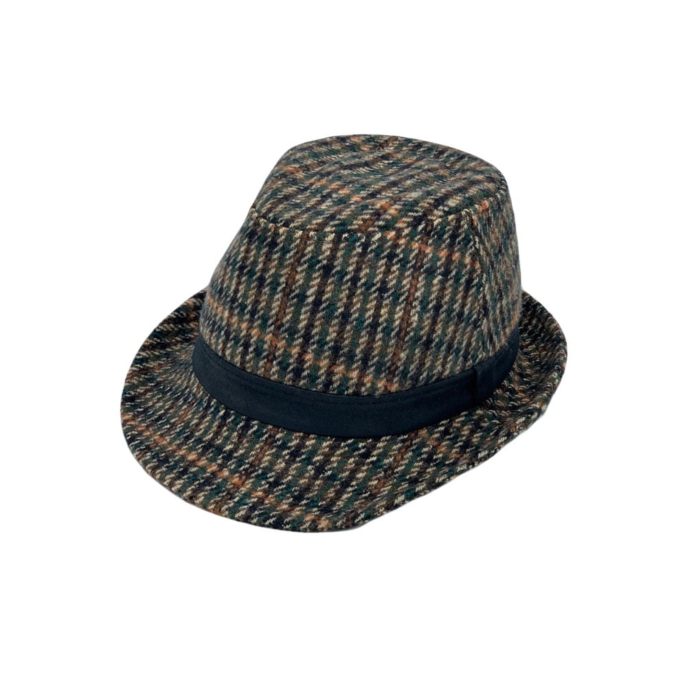 WITHMOONS Tartan Plaid Glen Check Pattern Fedora Hat Classic Wool ...