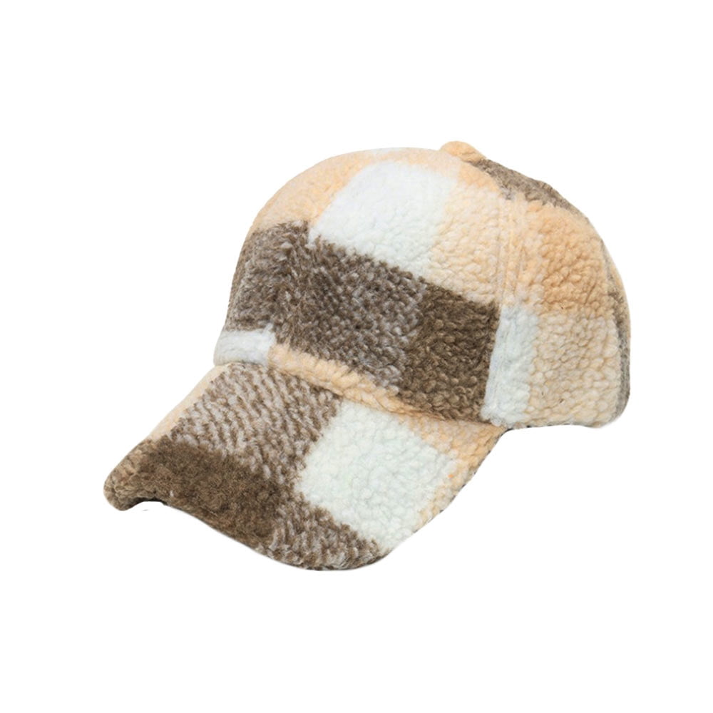 WITHMOONS Winter Warm Check Baseball Cap Faux Lamb Wool Teddy Fleece ...