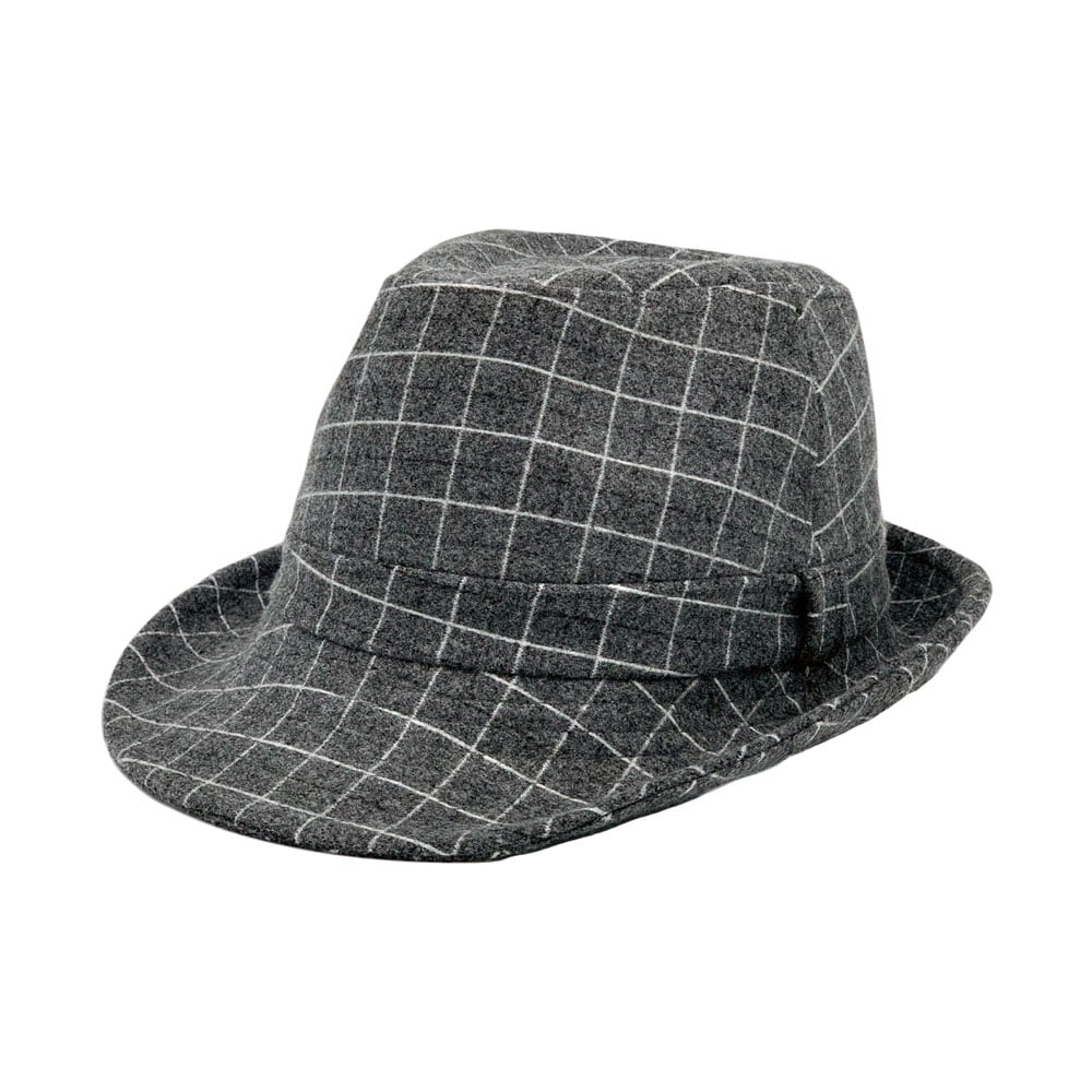 WITHMOONS Wool Check Pattern Fedora Hat - Classic Trilby Manhattan ...