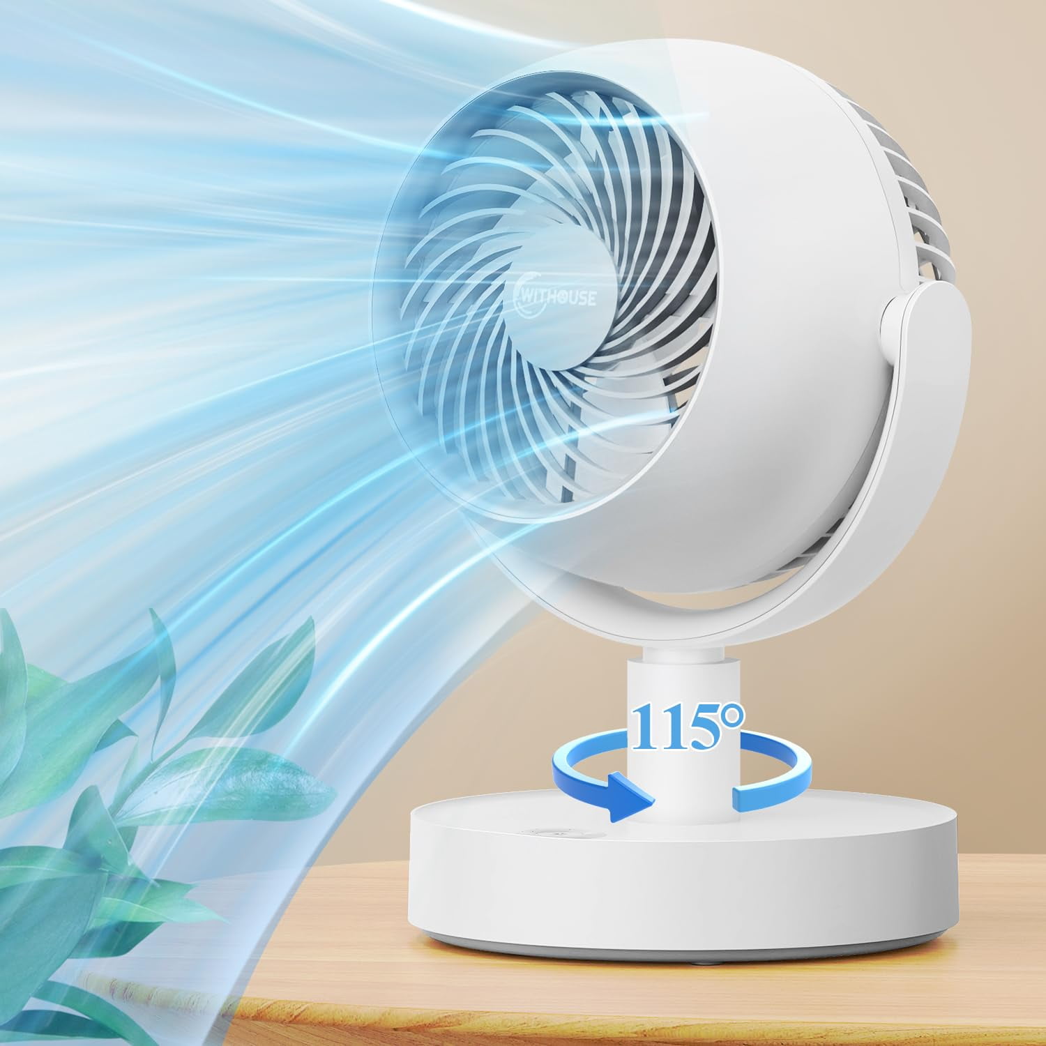 WITHOUSE Rechargeable Portable Air Circulator Fan, Timer & Oscillating ...