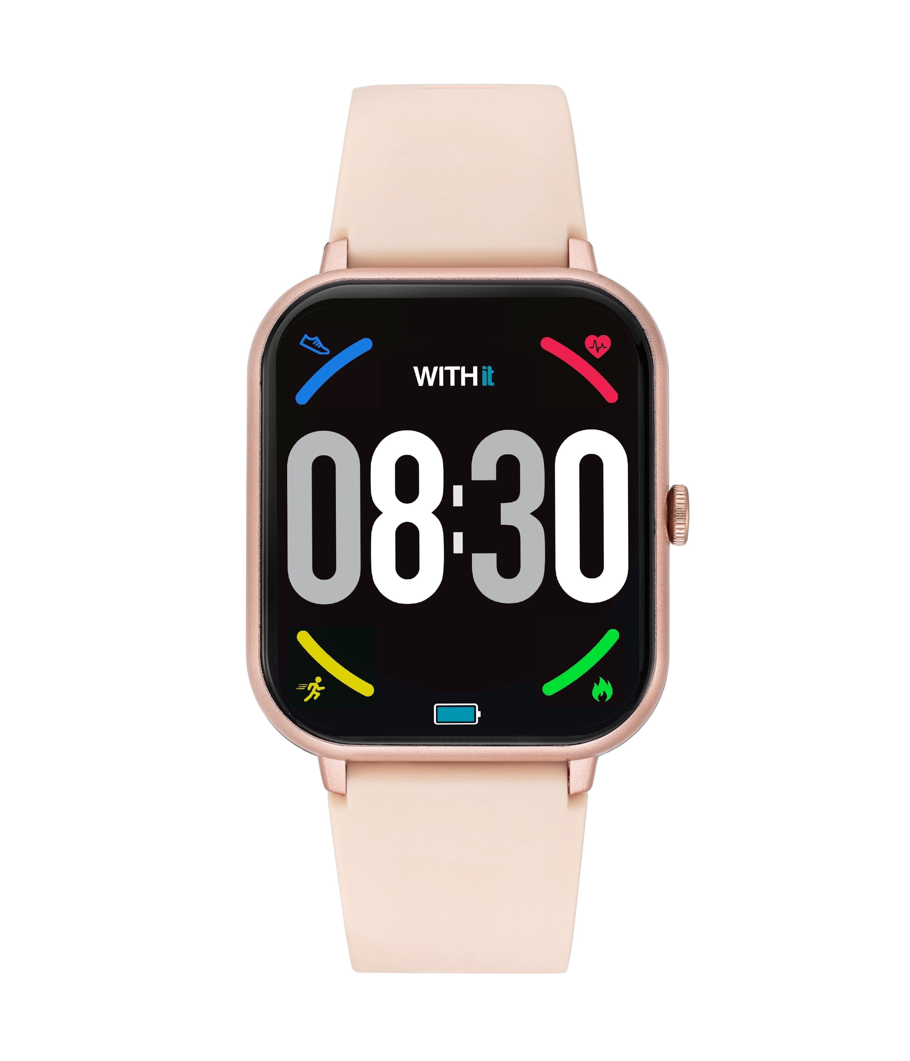 WITHit EXA Series Touch Screen Smartwatch with Blush Silicone Band and ...