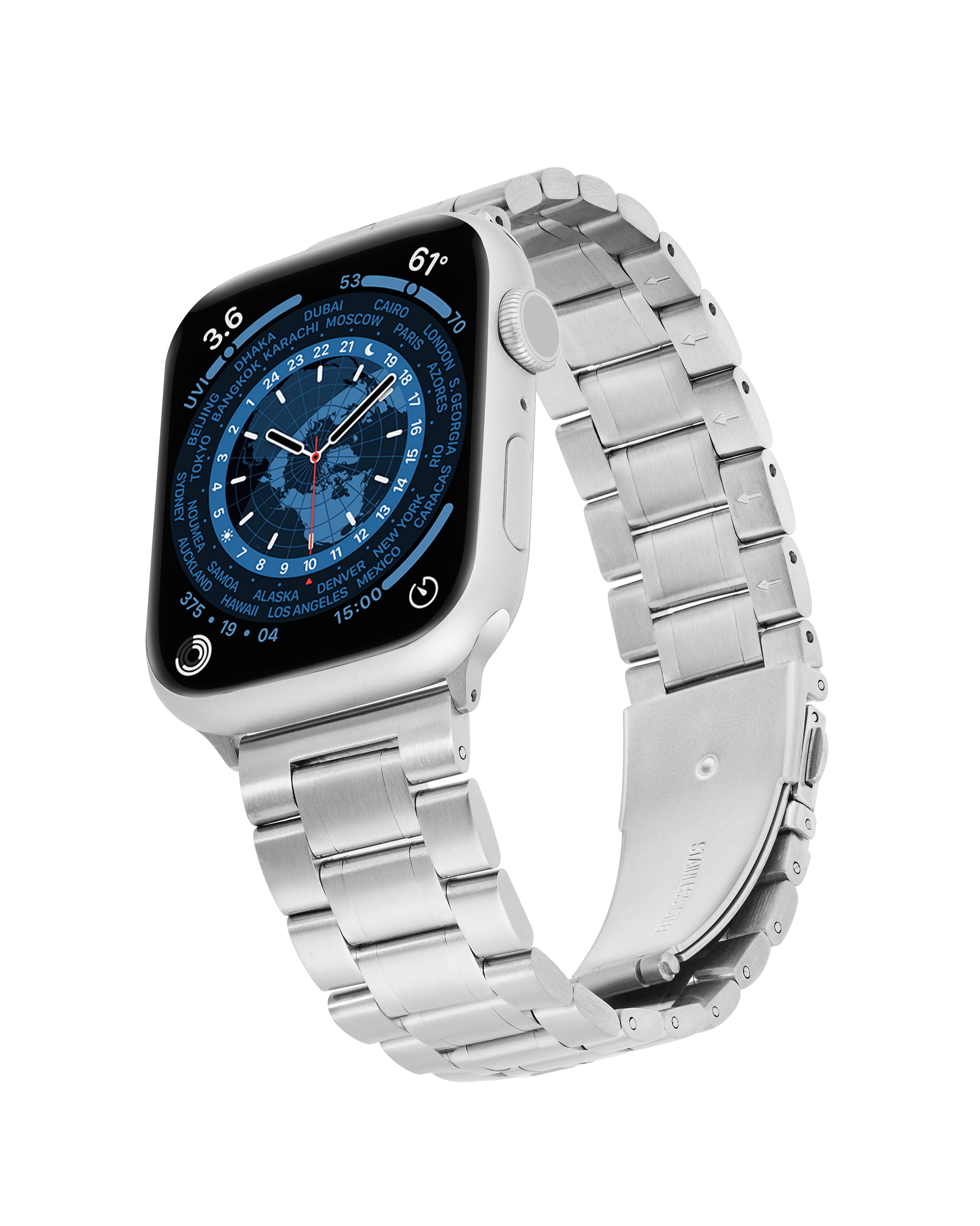WITHit Stainless Steel Link Band for The Apple Watch, Unisex, Silver ...