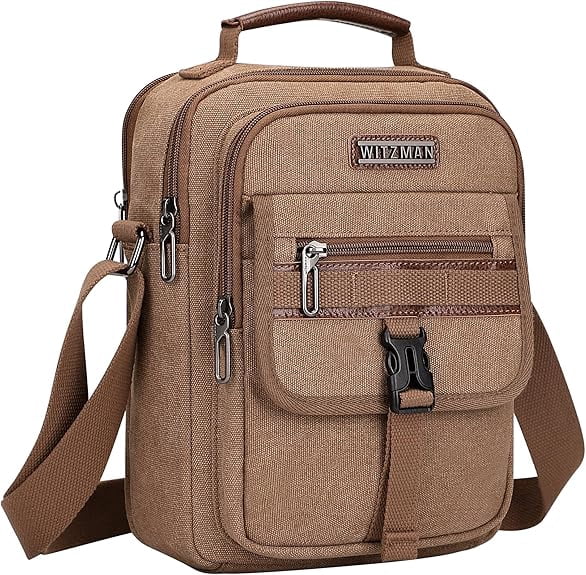 WITZMAN Crossbody Bag for Men Canvas Vintage Shoulder Bags Man Purse ...