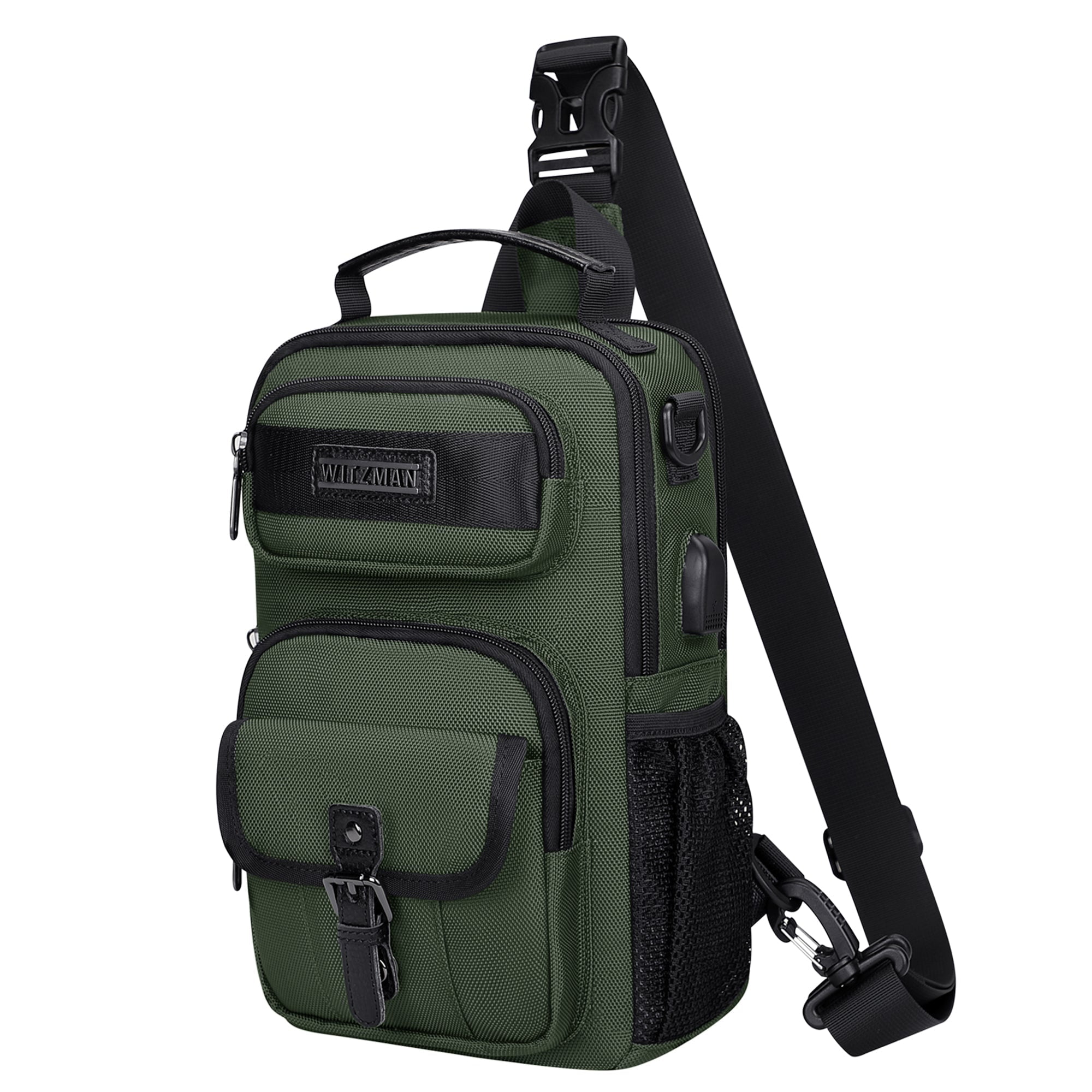WITZMAN Sling Bag for Men Convertible Travel Sling Backpack USB ...