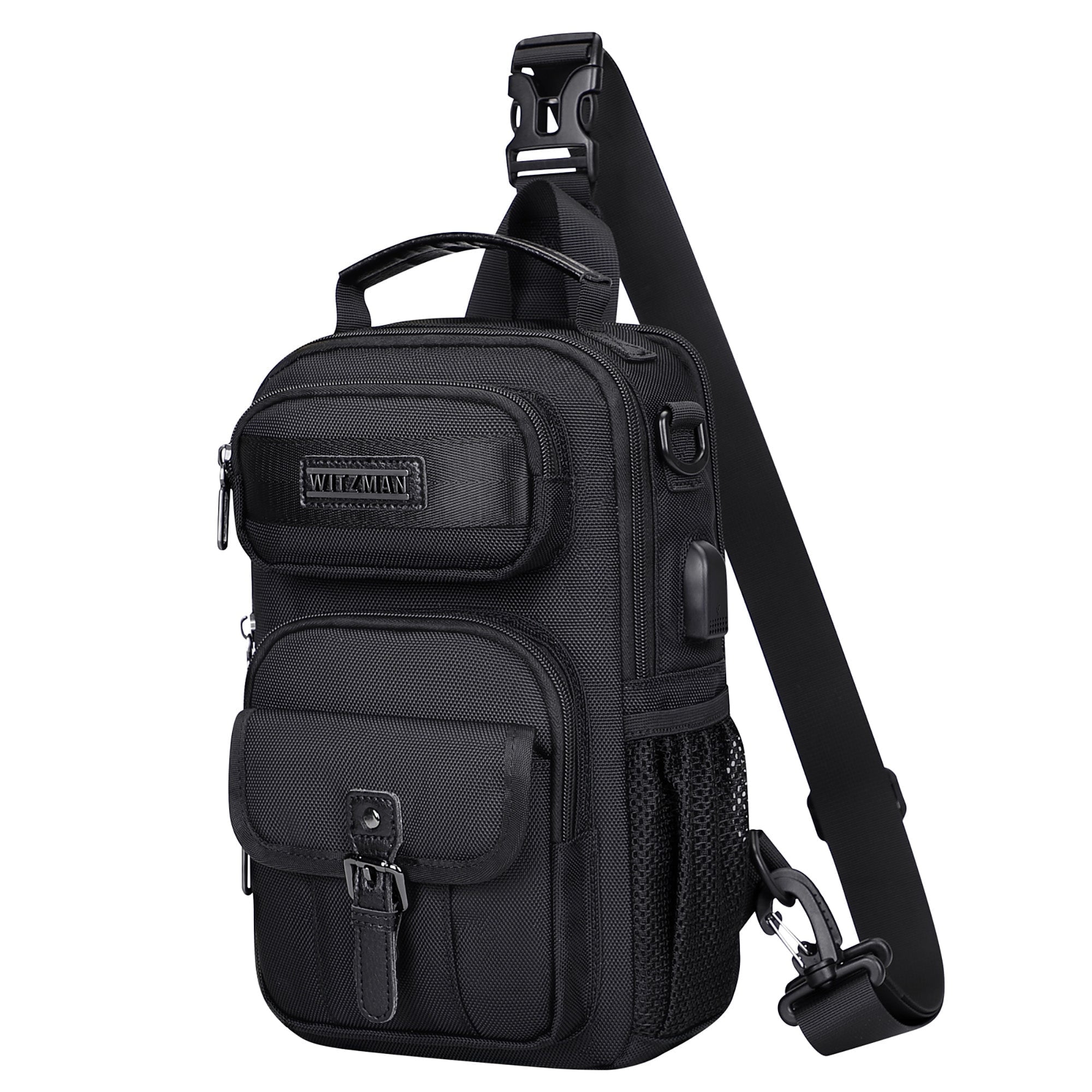 WITZMAN Sling Bag for Men Convertible Travel Sling Backpack USB ...