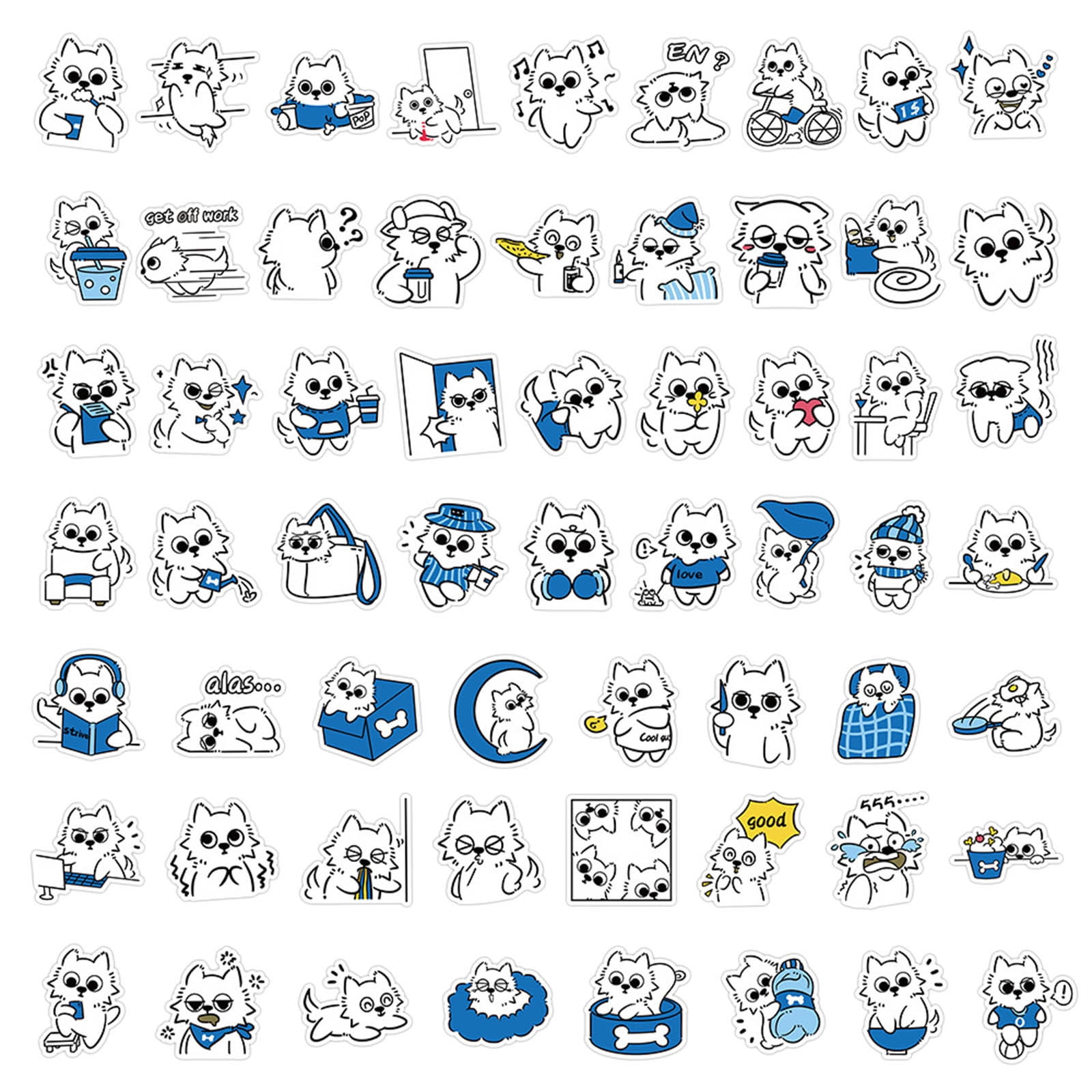 WIURAY Stickers Bulk Cute Dog Stickers 60 Pieces Kawaii Cartoon Gift ...