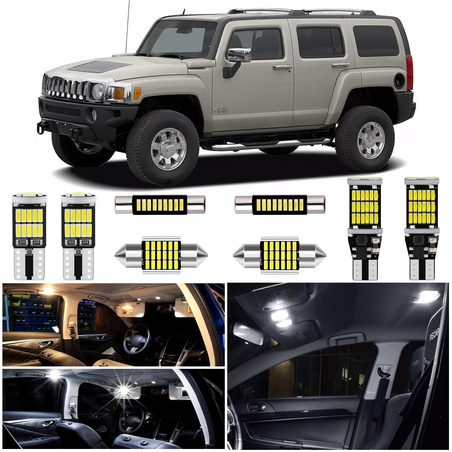 WIYBYDM White LED Interior Lights Kit for Hummer H3 2006 2007 2008 2009 ...