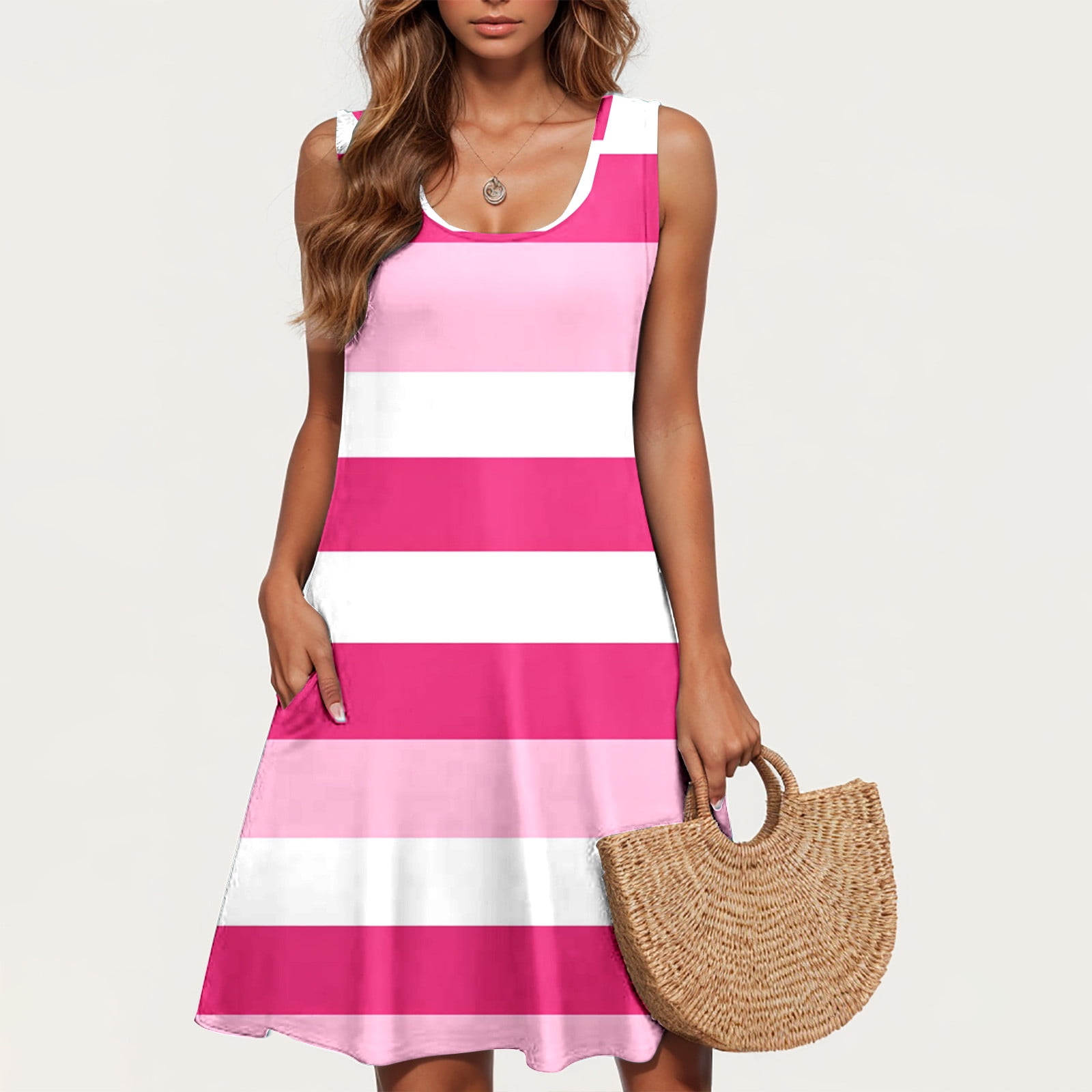 WIZUTIZ Beach Dresses for Women Loose Casual High Rise Mini Dress ...