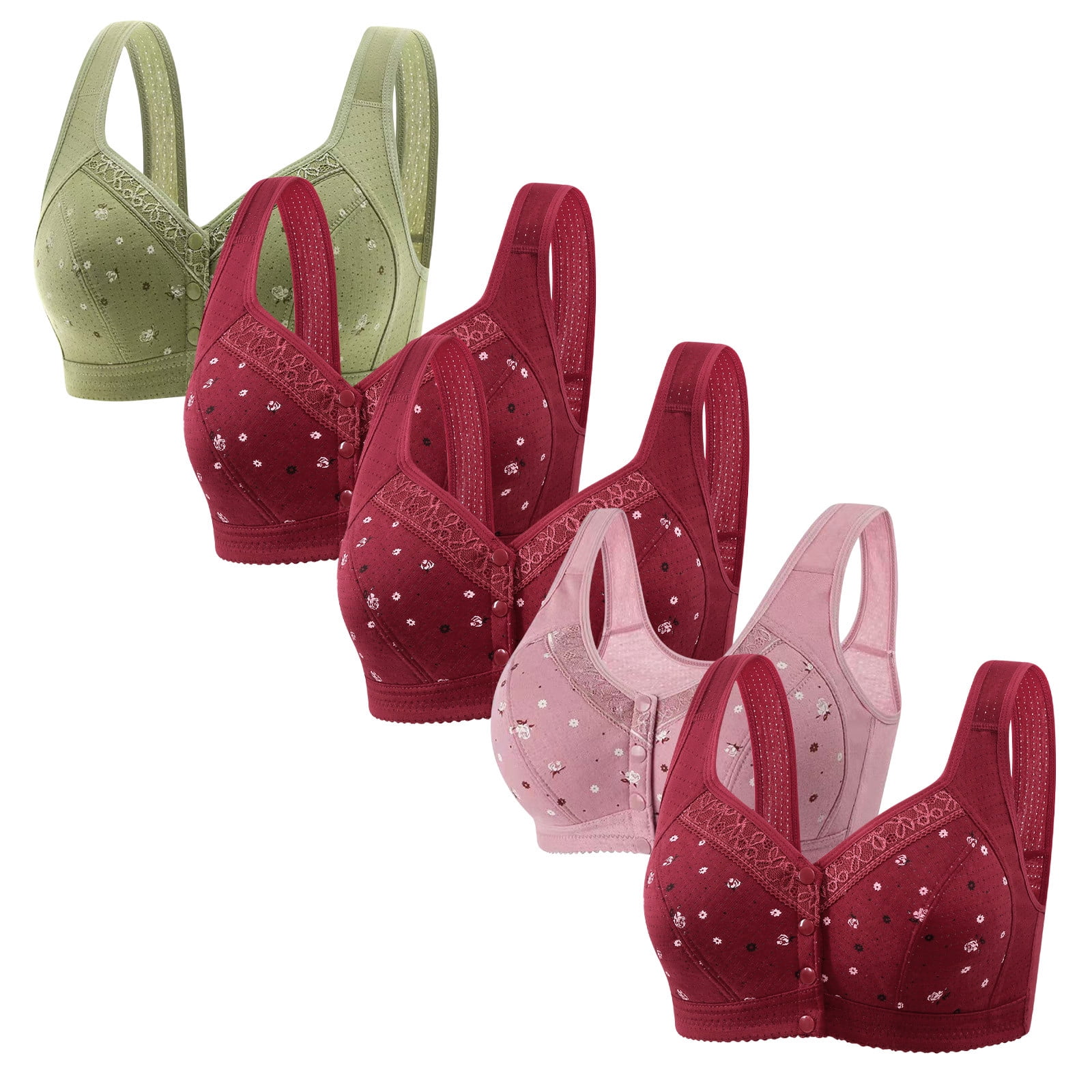 WIZUTIZ Bras for Women Front Closure Womens Bralettes 5-Pack Supportive ...