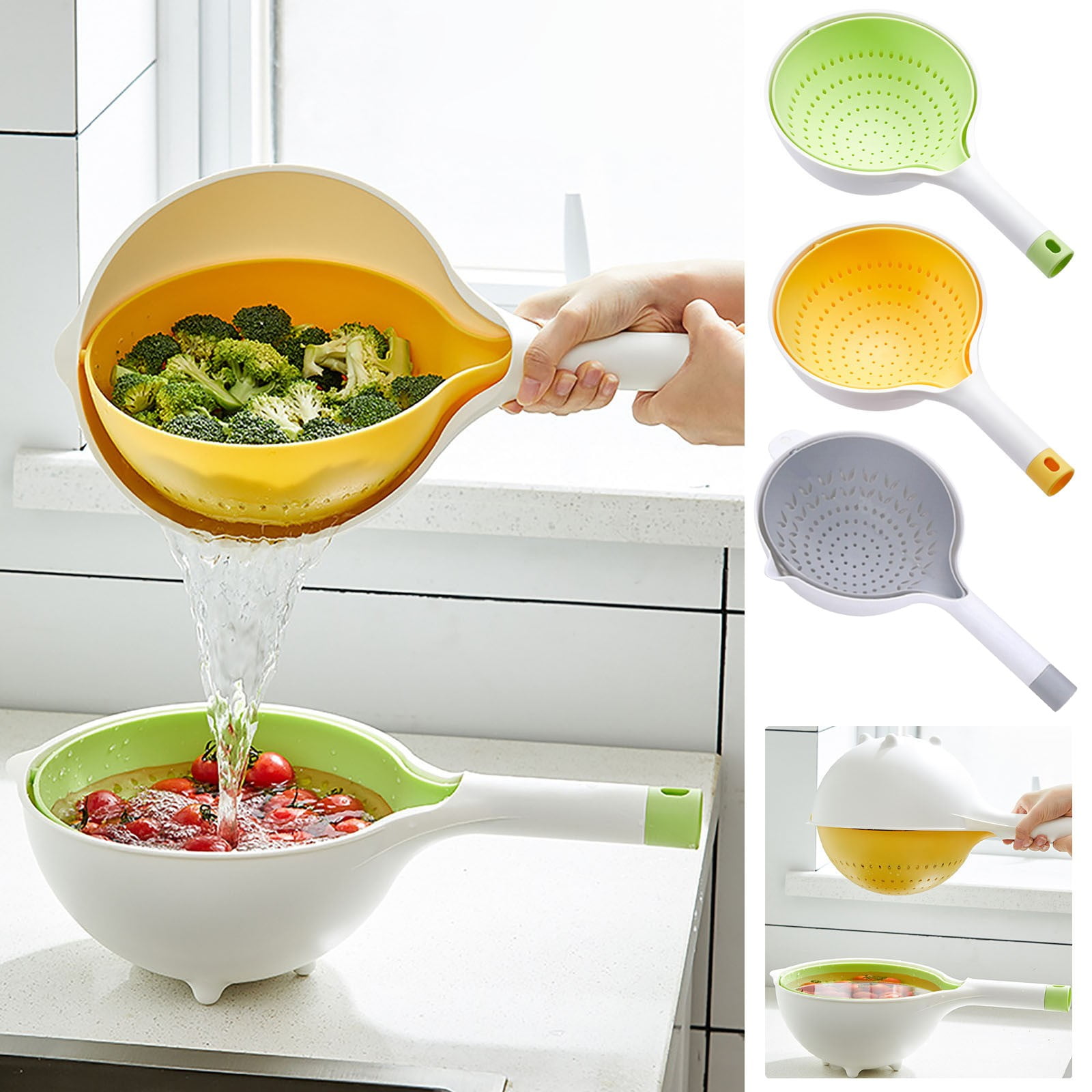 WIZUTIZ Colander Plastic Strainer Bowl Easy Grip Handle Strainers for ...