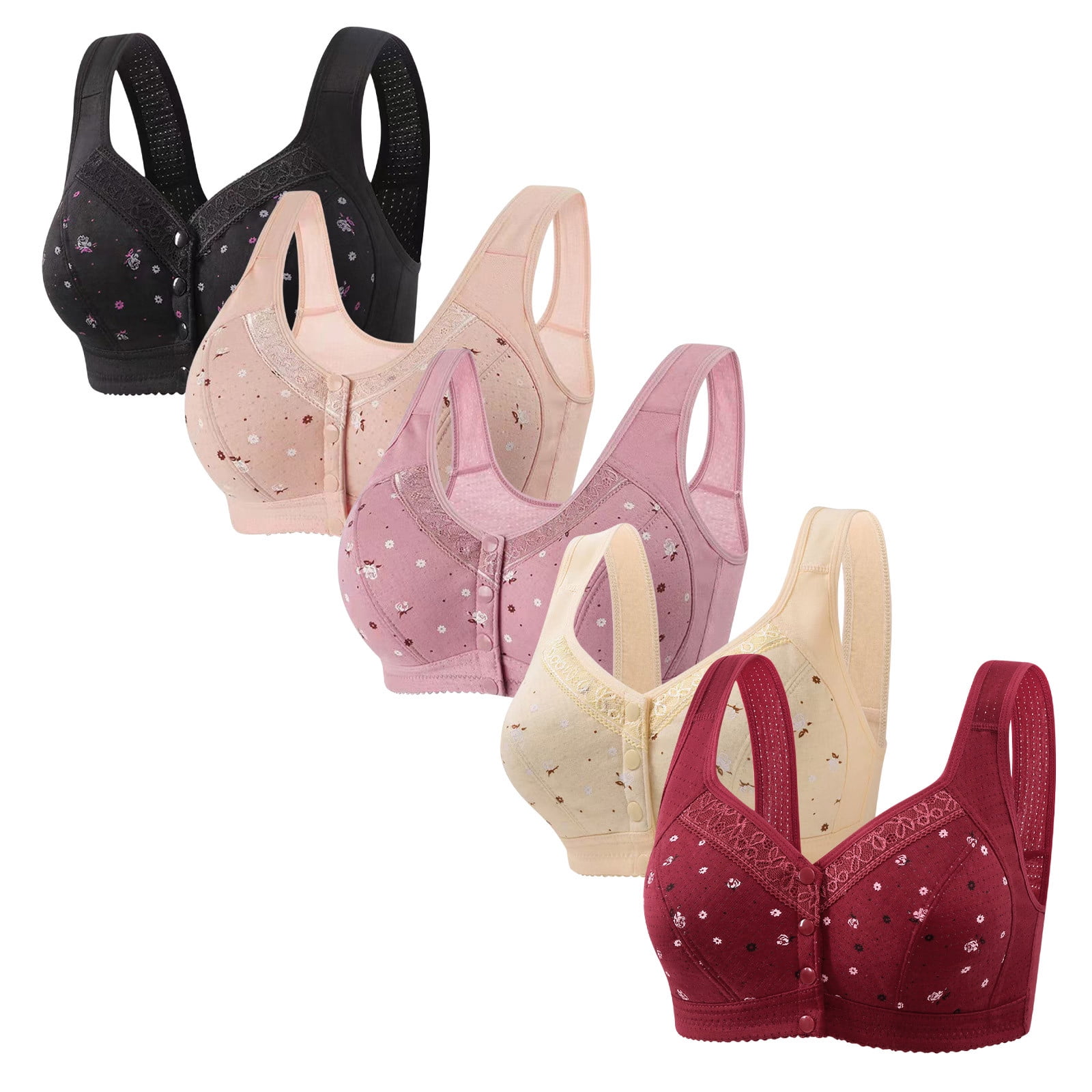 WIZUTIZ Front Closure Bras for Women Bralettes for Women 5-Pack ...