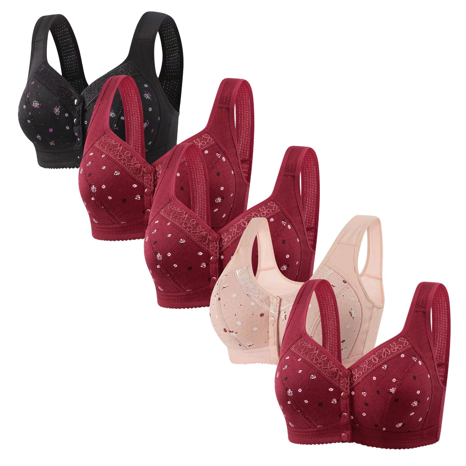 WIZUTIZ Front Closure Bras for Women Bras for Women Pack 5-Pack ...