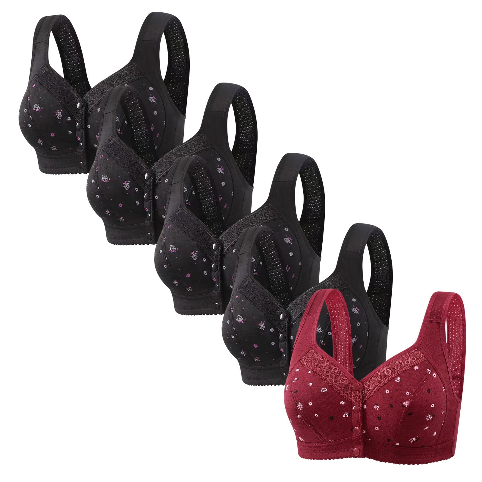 WIZUTIZ Front Closure Bras for Women Bras for Women Pack 5-Pack ...