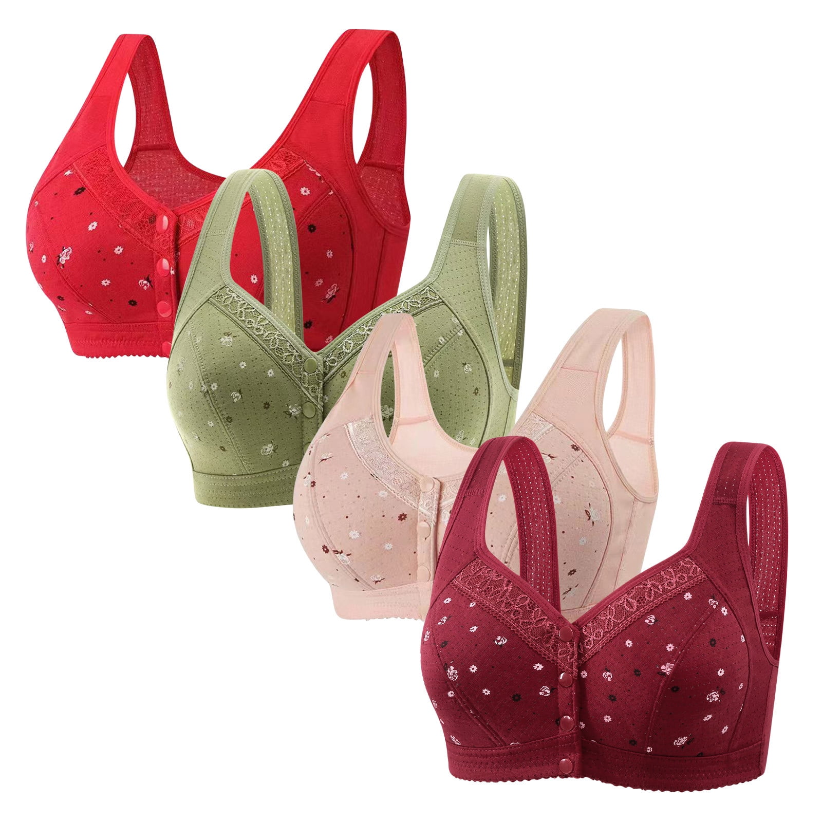 WIZUTIZ Front Closure Bras for Women Wireless Bras for Women 4-Pack ...