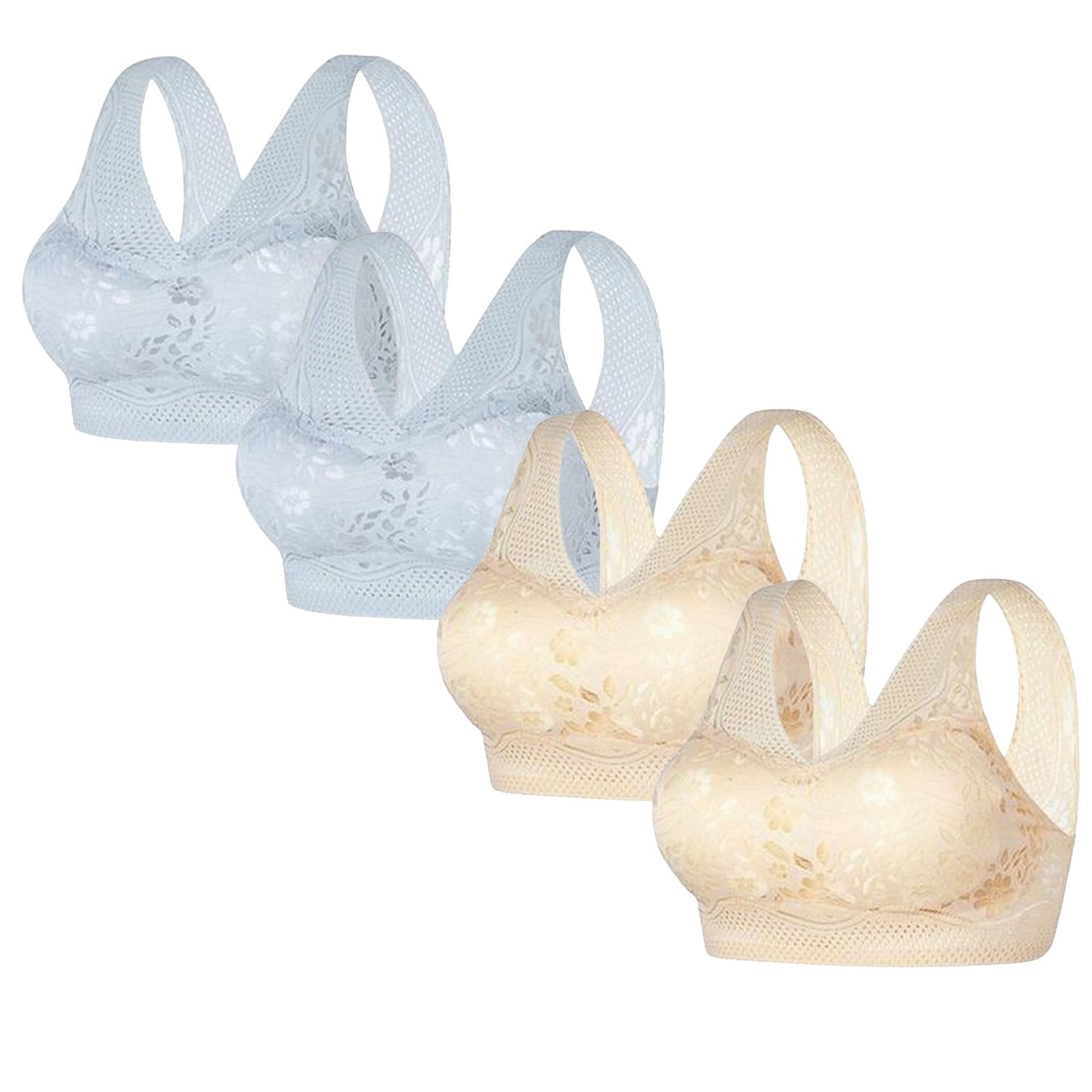 WIZUTIZ Lace Bralettes for Women Supportive Bras for Women 4PCS Push up ...