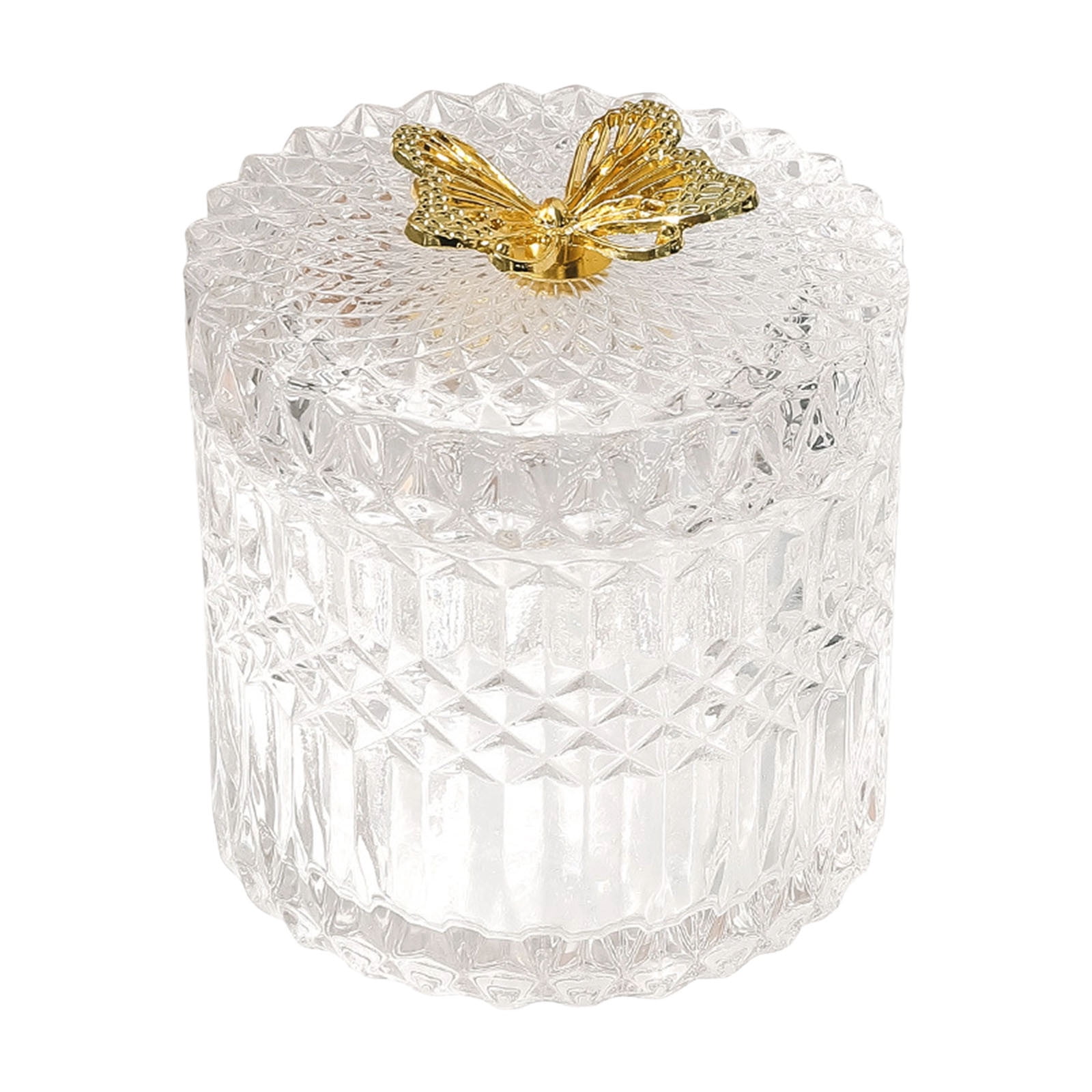 WIZUTIZ Large Glass Jewelry Jar 4.7*4.3in Vintage Canister with ...