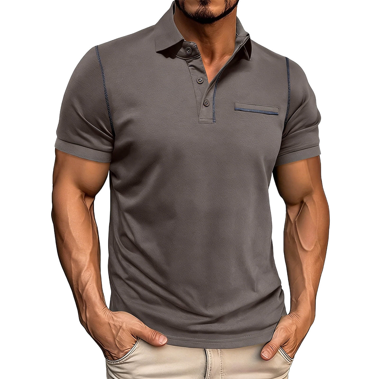 WIZUTIZ Short Sleeve T Shirts for Man Summer Fall Crew High Neck Plain ...