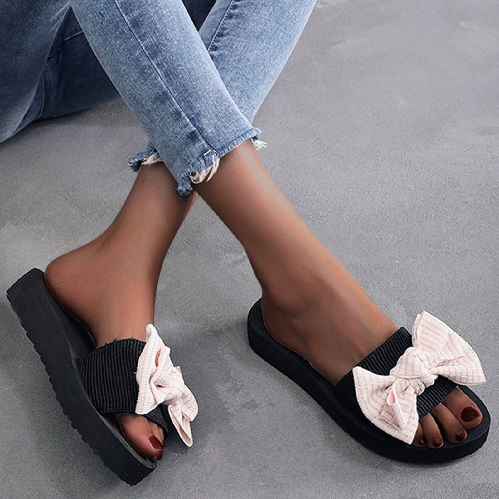 WIZUTIZ Shower Slippers for Women Walking Casual Vintage Slide Sandals ...