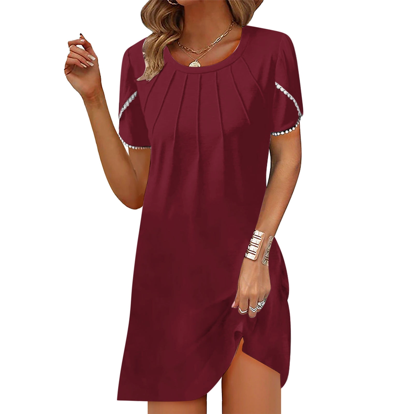 WIZUTIZ Sundresses for Women 2025 Casual Loose Fit High Rise Smocked ...