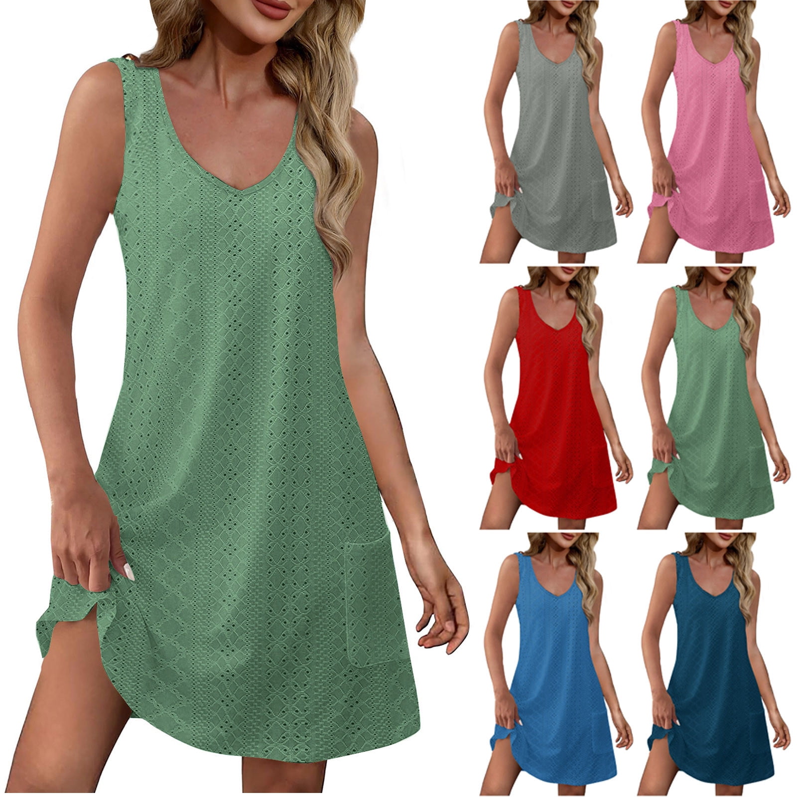 WIZUTIZ Sundresses for Women 2025 Relaxed Fit Plus High Rise Crochet ...