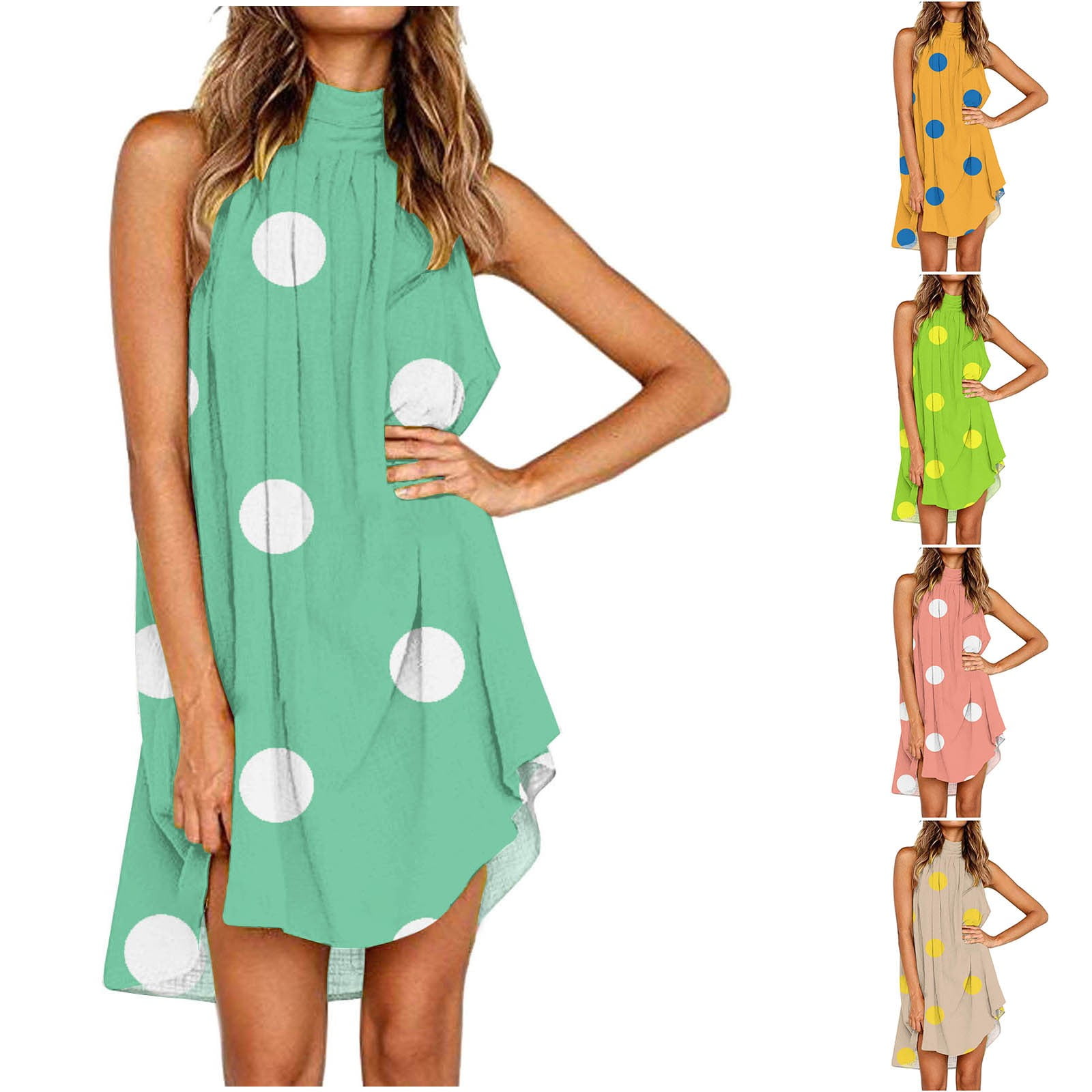 WIZUTIZ Sundresses for Women 2025 Trendy Comfy Hanging Neck Mini Dress ...