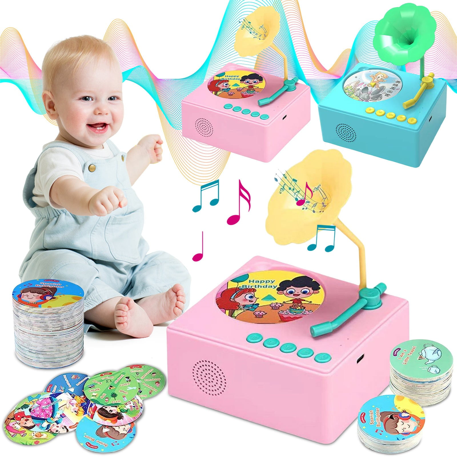 WIZUTIZ Toddler Gramophone Toys Gifts for 0-12 Months 1-2 3-4 Years 96 ...