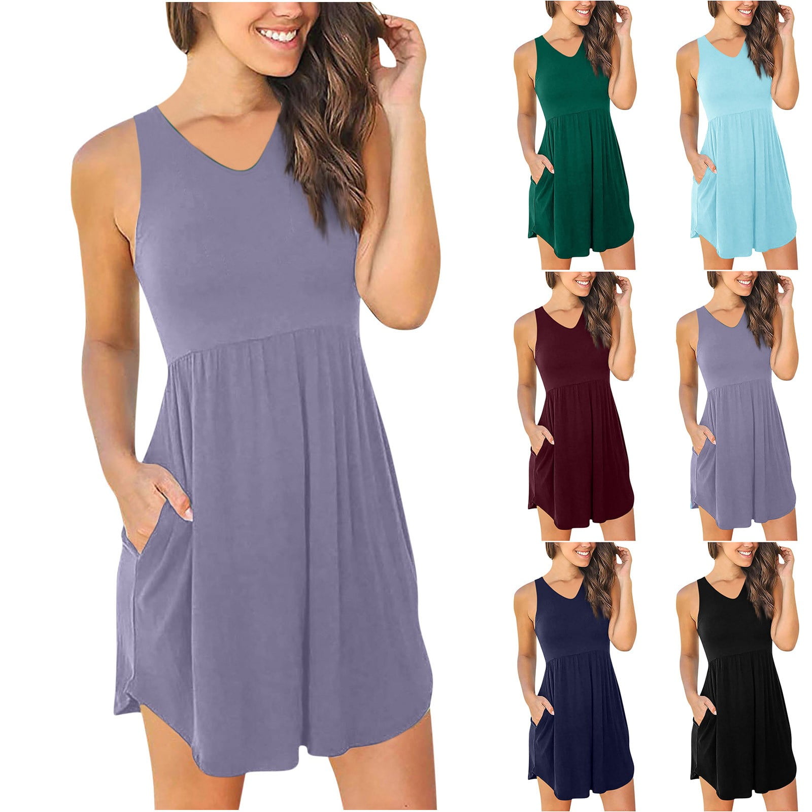 WIZUTIZ Women's Dresses Summer Relaxed Fit Baggy High Rise Pleated ...