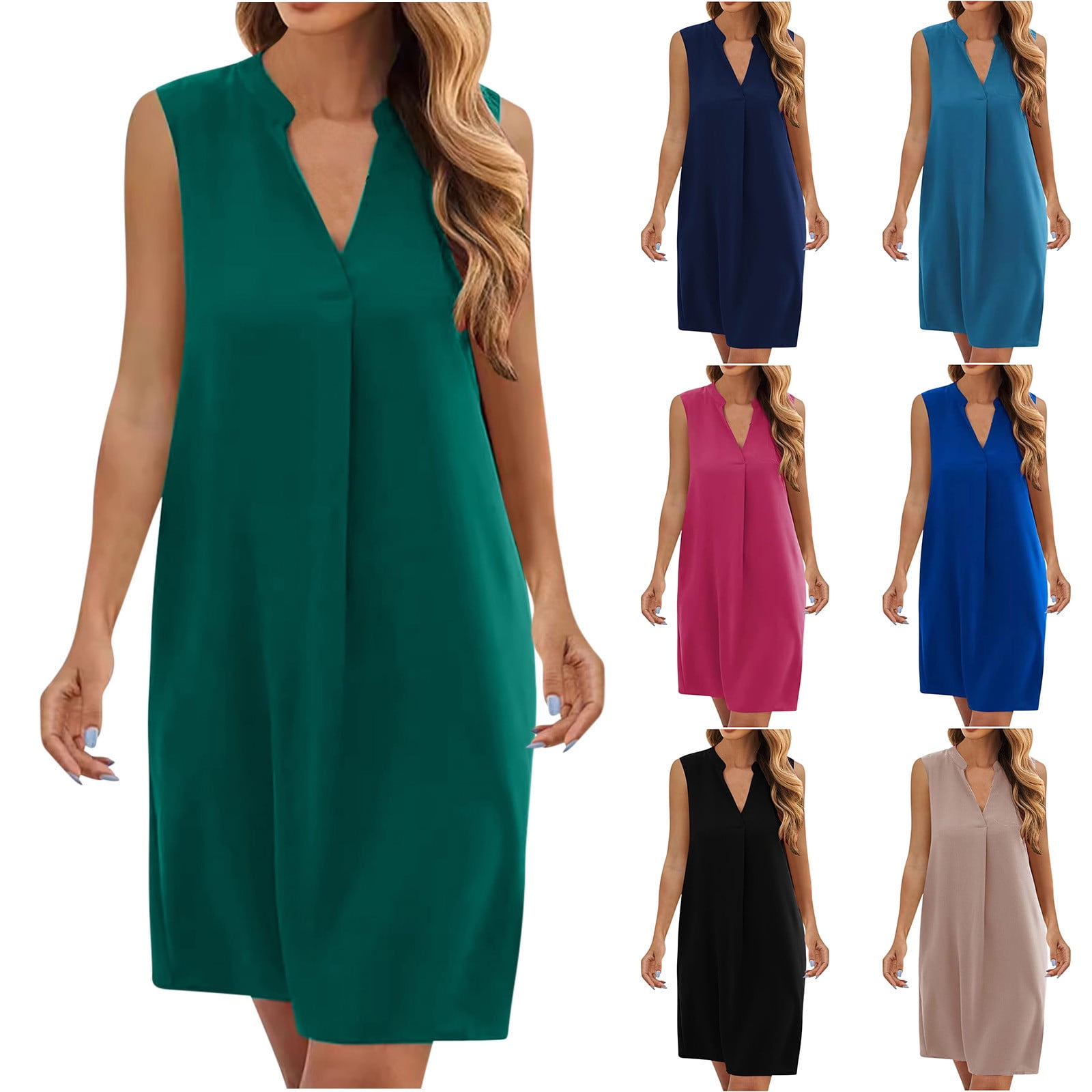 WIZUTIZ Women's Dresses Summer Relaxed Fit Loose Fit High Rise Smocked ...