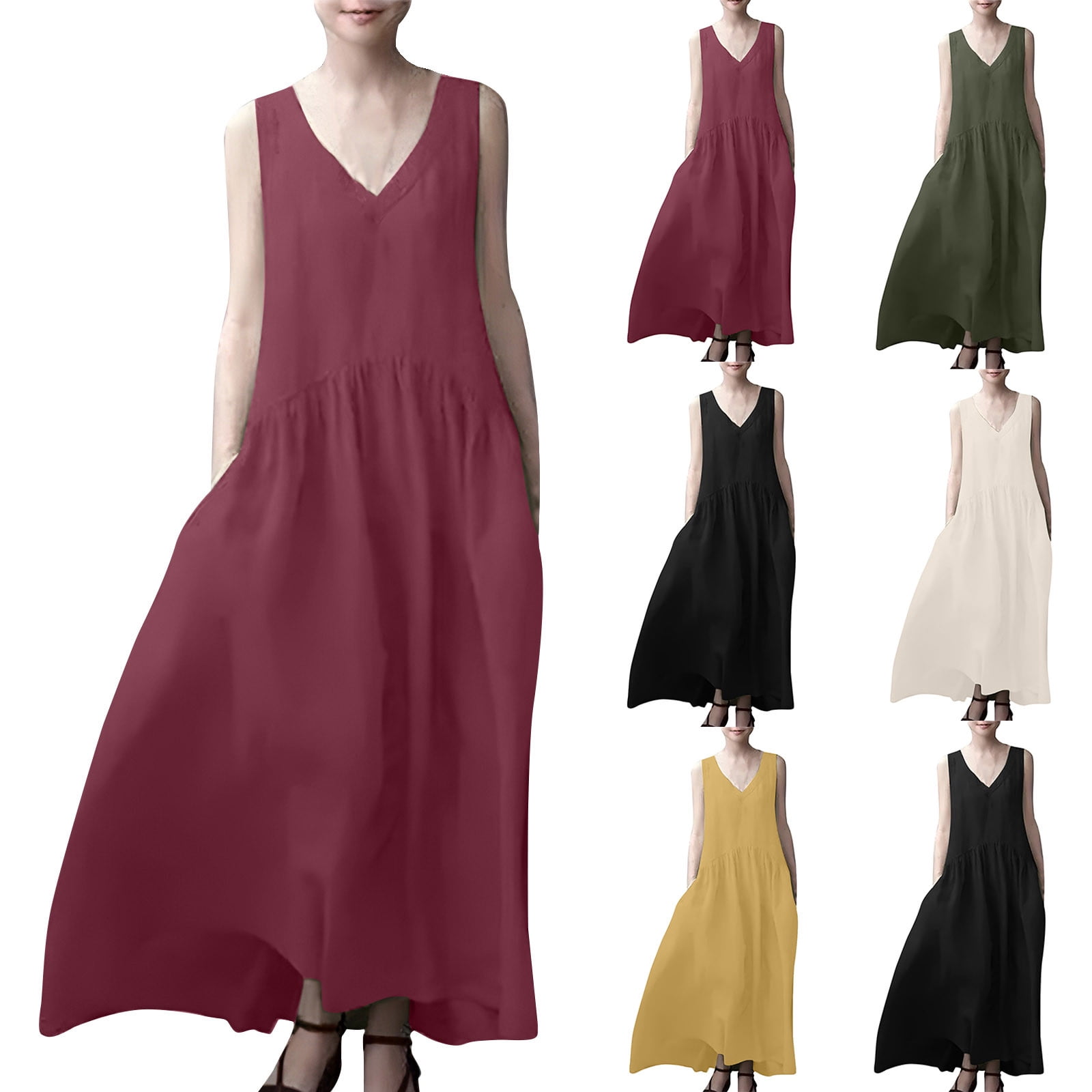 WIZUTIZ Women's Dresses Summer Stylish Plus Size High Rise Pleated with ...