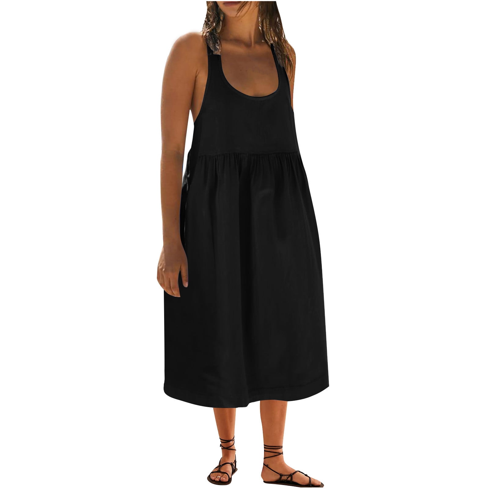 WIZUTIZ Womens Dresses Summer Flowy Relaxed Fit High Rise Midi Dress ...