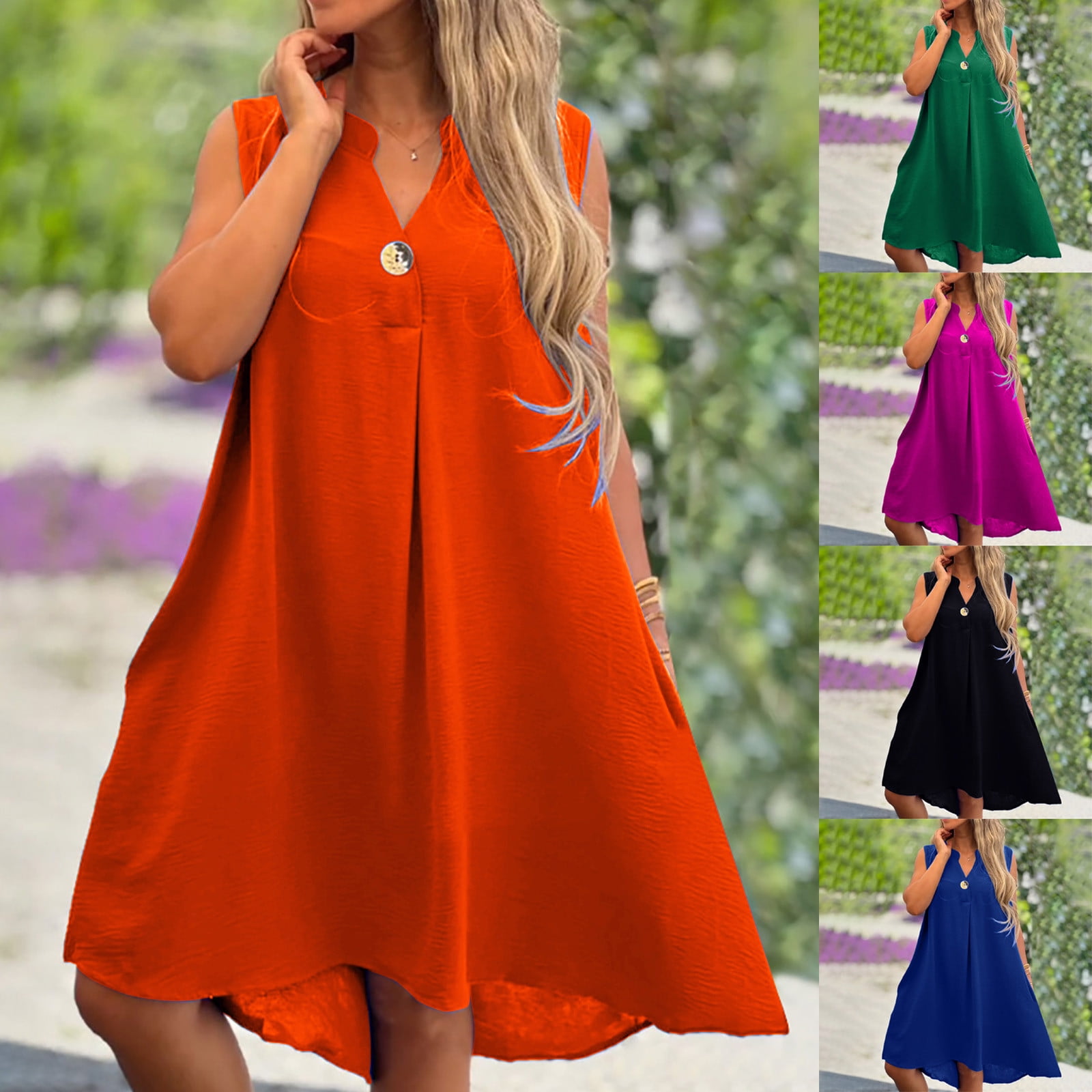 WIZUTIZ Womens Summer Dresses Casual Relaxed Fit Plus Size High Rise ...