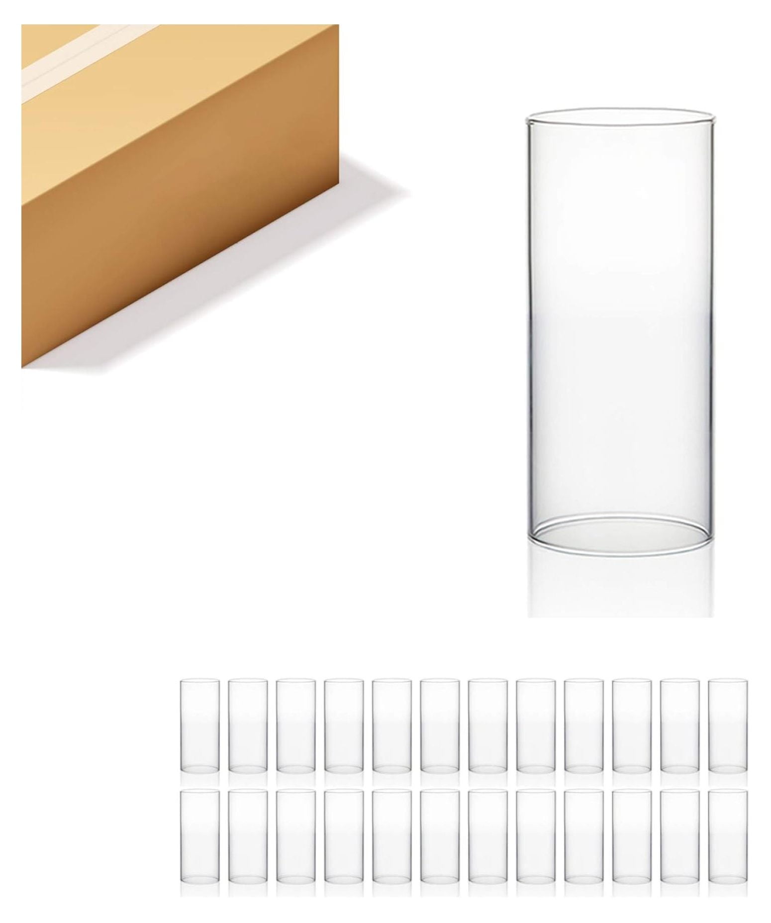 WIixle Candle Holder Sleeve, Wide 3.5", Height 8", Clear Glass Cylinder ...