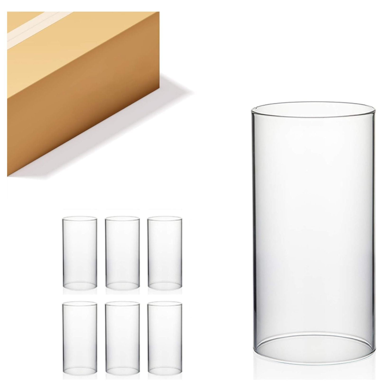 WIixle Candle Holder Sleeve, Wide 4", Height 8", Clear Glass Cylinder ...