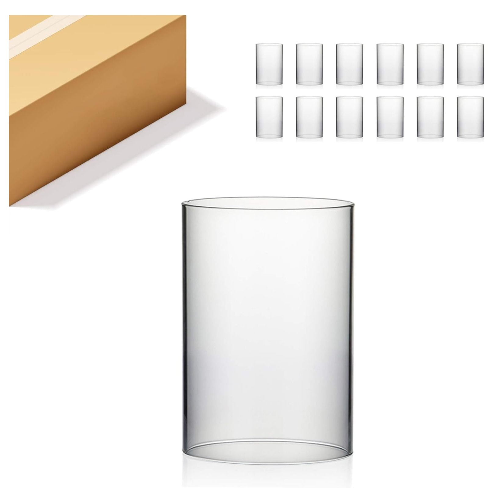 WIixle Candle Holder Sleeve, Wide 5.5", Height 8", Clear Glass Cylinder ...