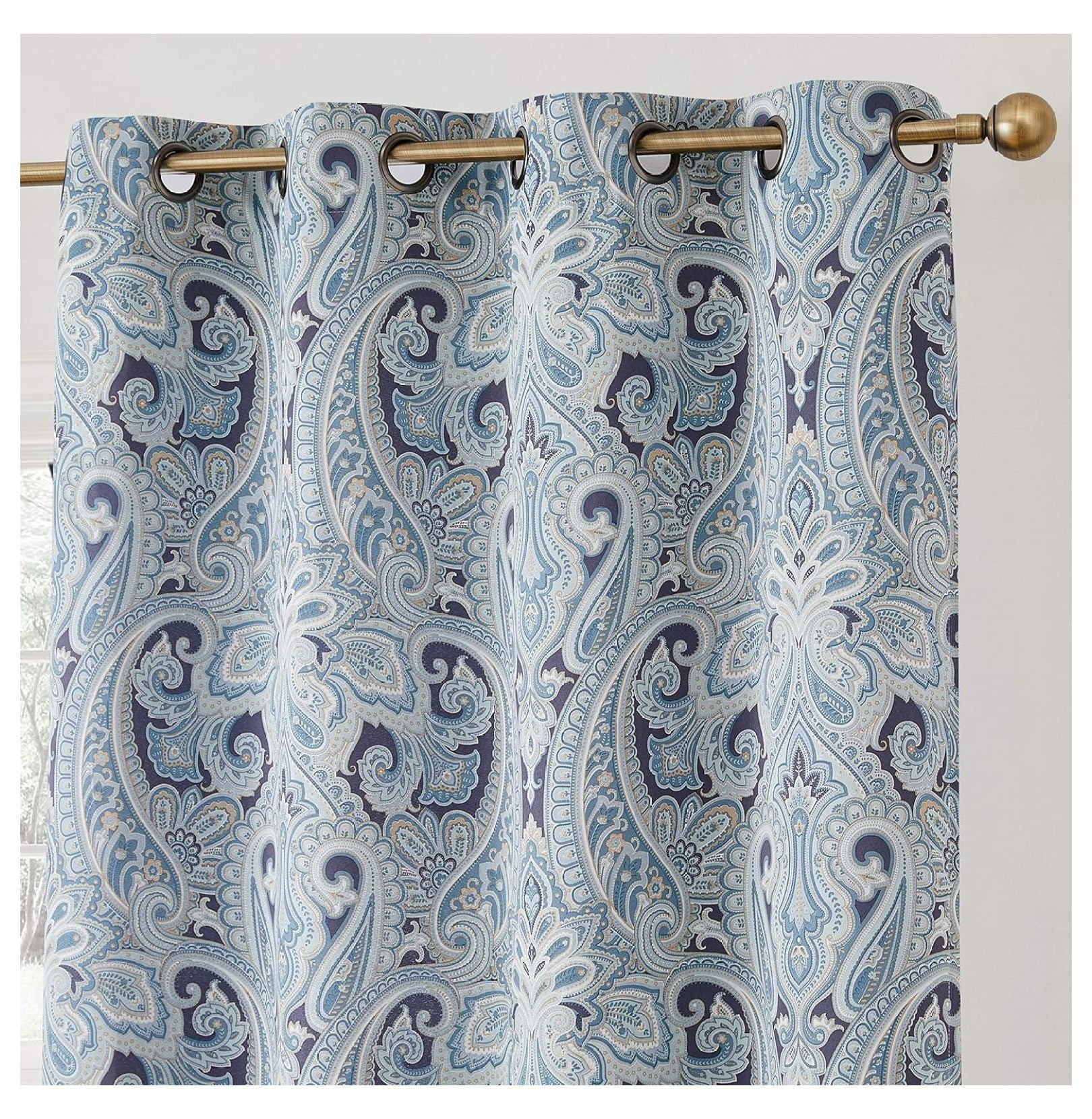 WIixle Paisley Decorative Print Damask Pattern Thermal Insulated Semi-Blackout Energy Savings ...