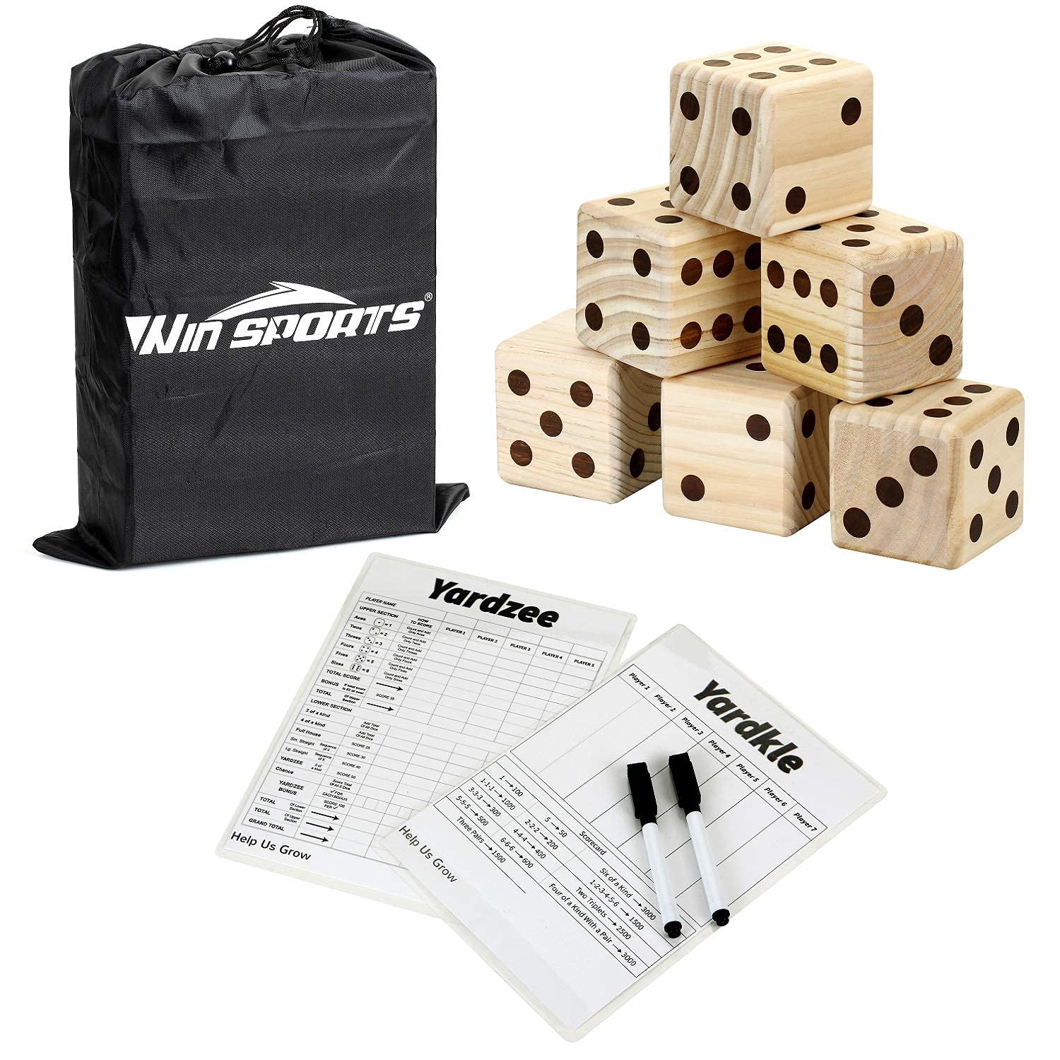 WIn SPORTS Giant Yard Dice Game Set,Wooden Classic Yard Game 3.5",Lawn ...