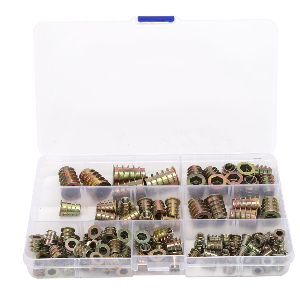 WJ-30011 100pcs Hex Threaded Nuts Inserted Wooden Furniture Fasteners ...