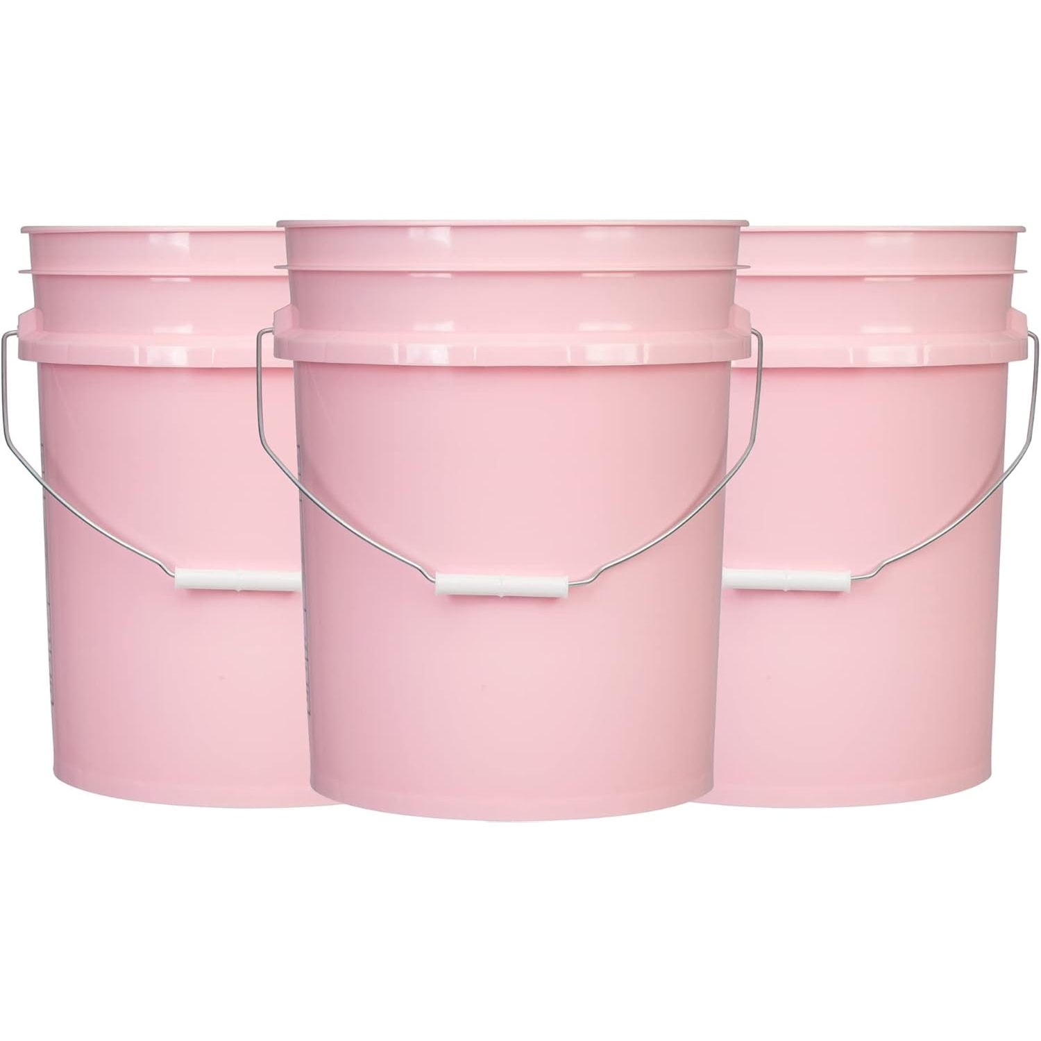 WJBP 5 Gallon Pink Food Grade Plastic Storage Bucket (Pack of 3) Made ...