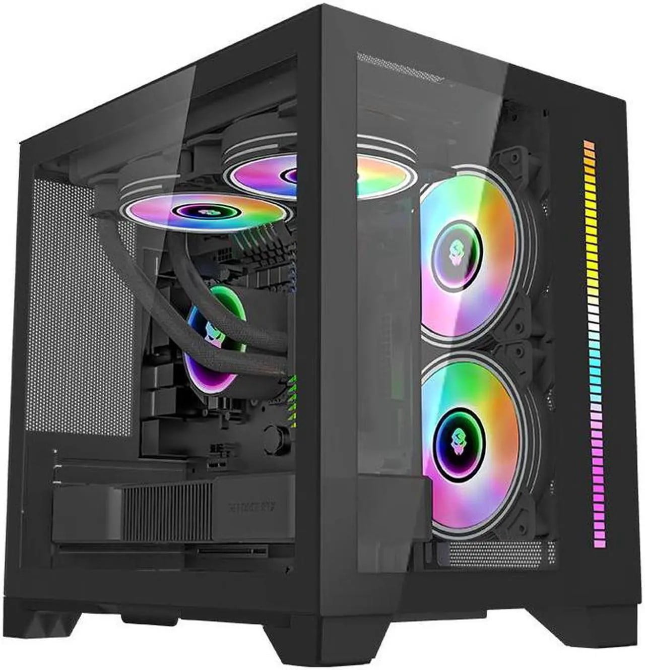 WJCOOLMAN Mini PC Case M-ATX/ITX Sea View Room Dual Tempered Glass ...