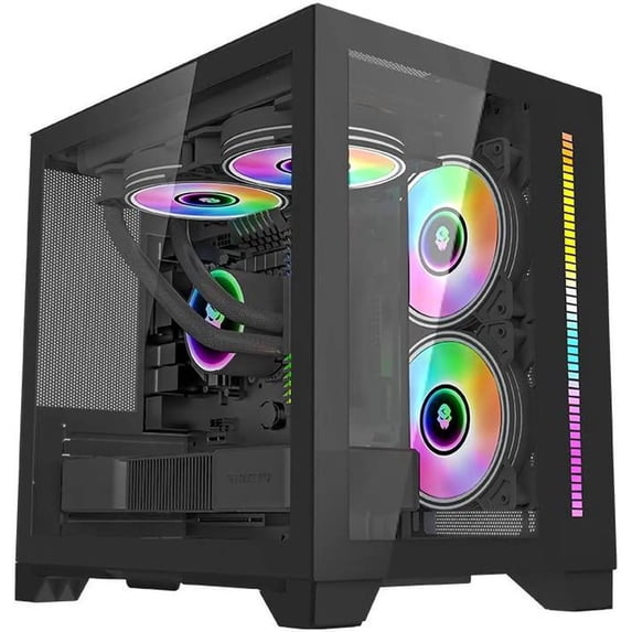 WJCOOLMAN Mini PC Case M-ATX/ITX Sea View Room Dual Tempered Glass ...