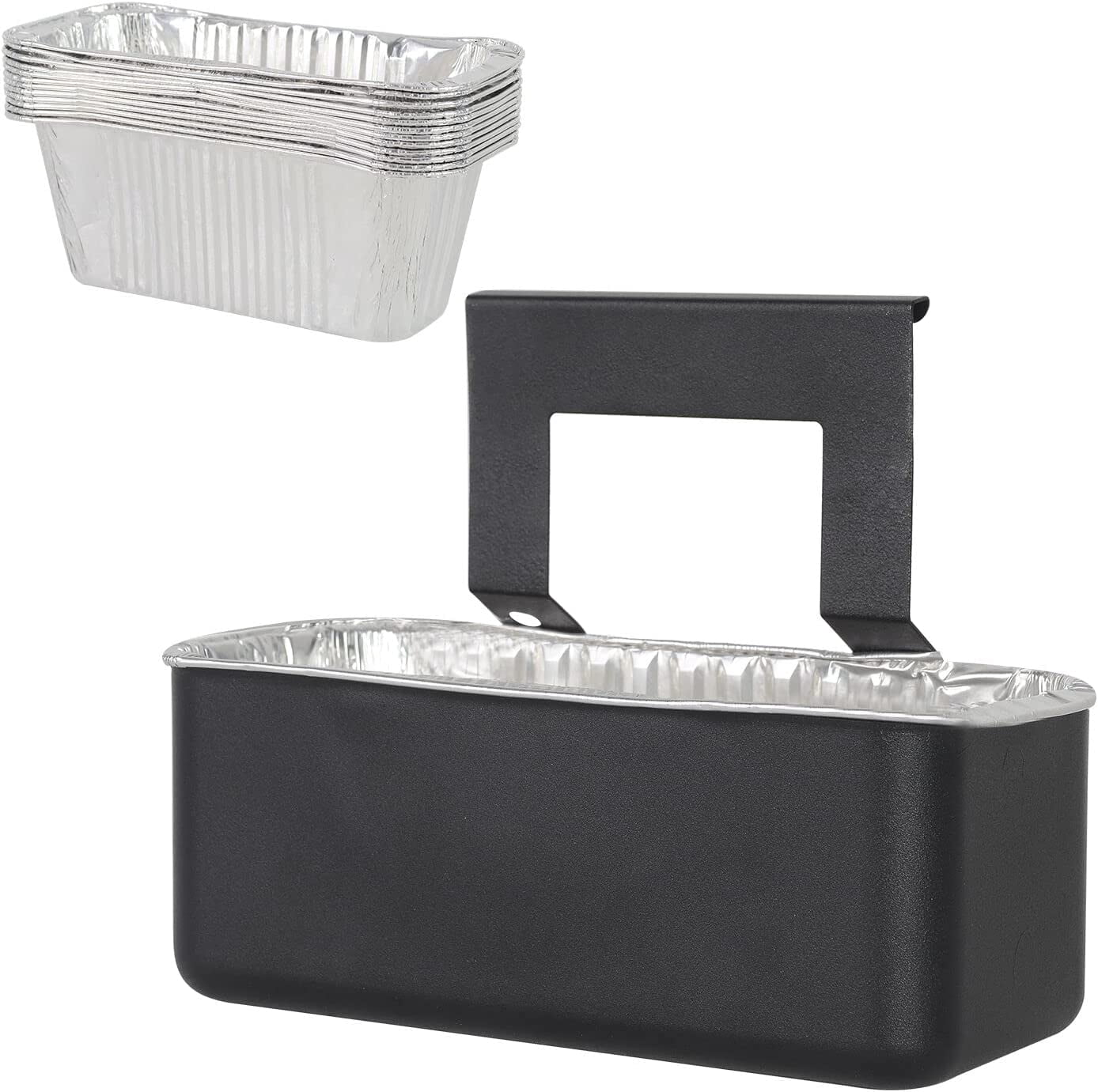 WJFZ Black Metal Tray with 12-Pack Disposable Foil Pan Griddle Grill ...