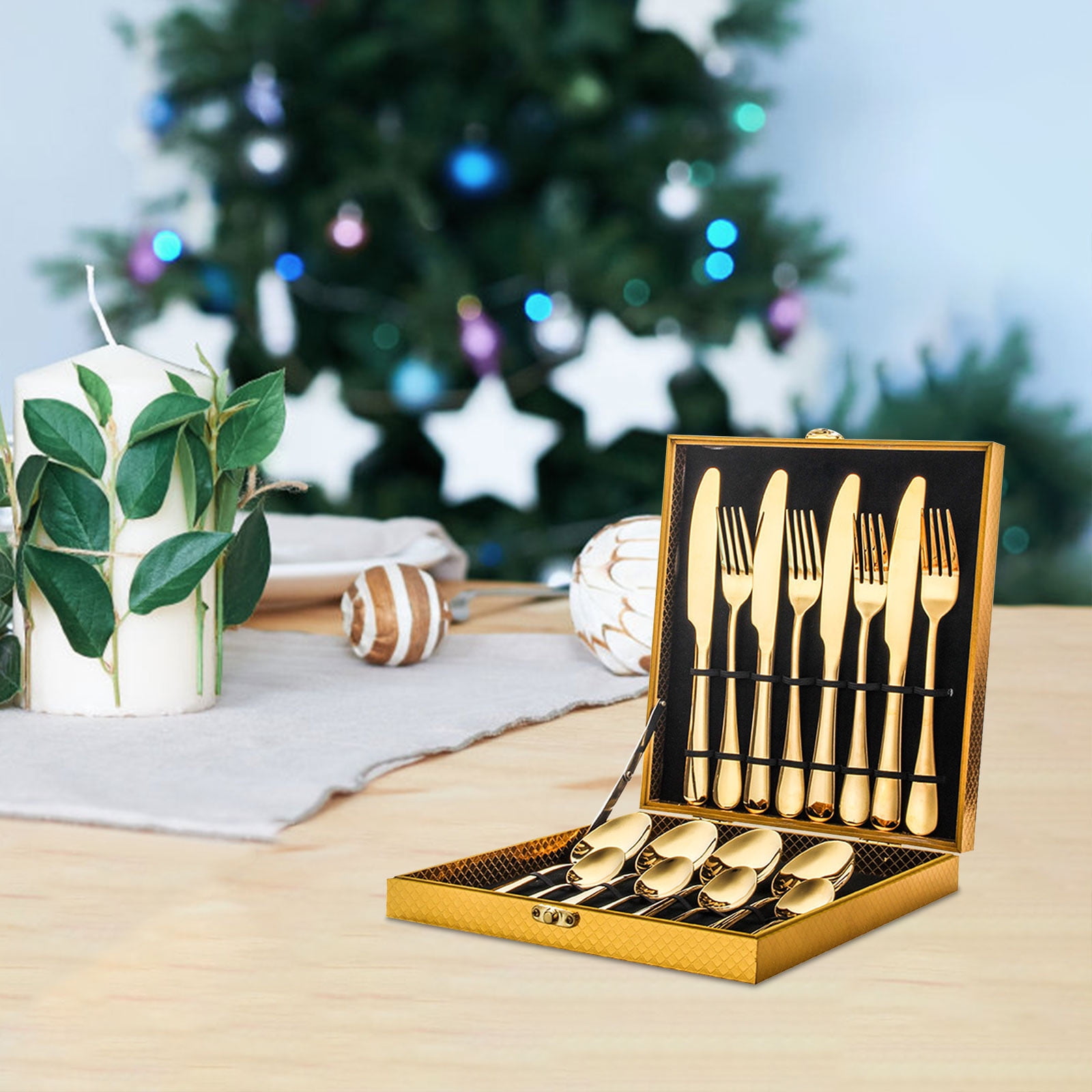 WJHWSX 16 Piece Gold Flatware Sets,Silverware Set Clearance Under $20 ...