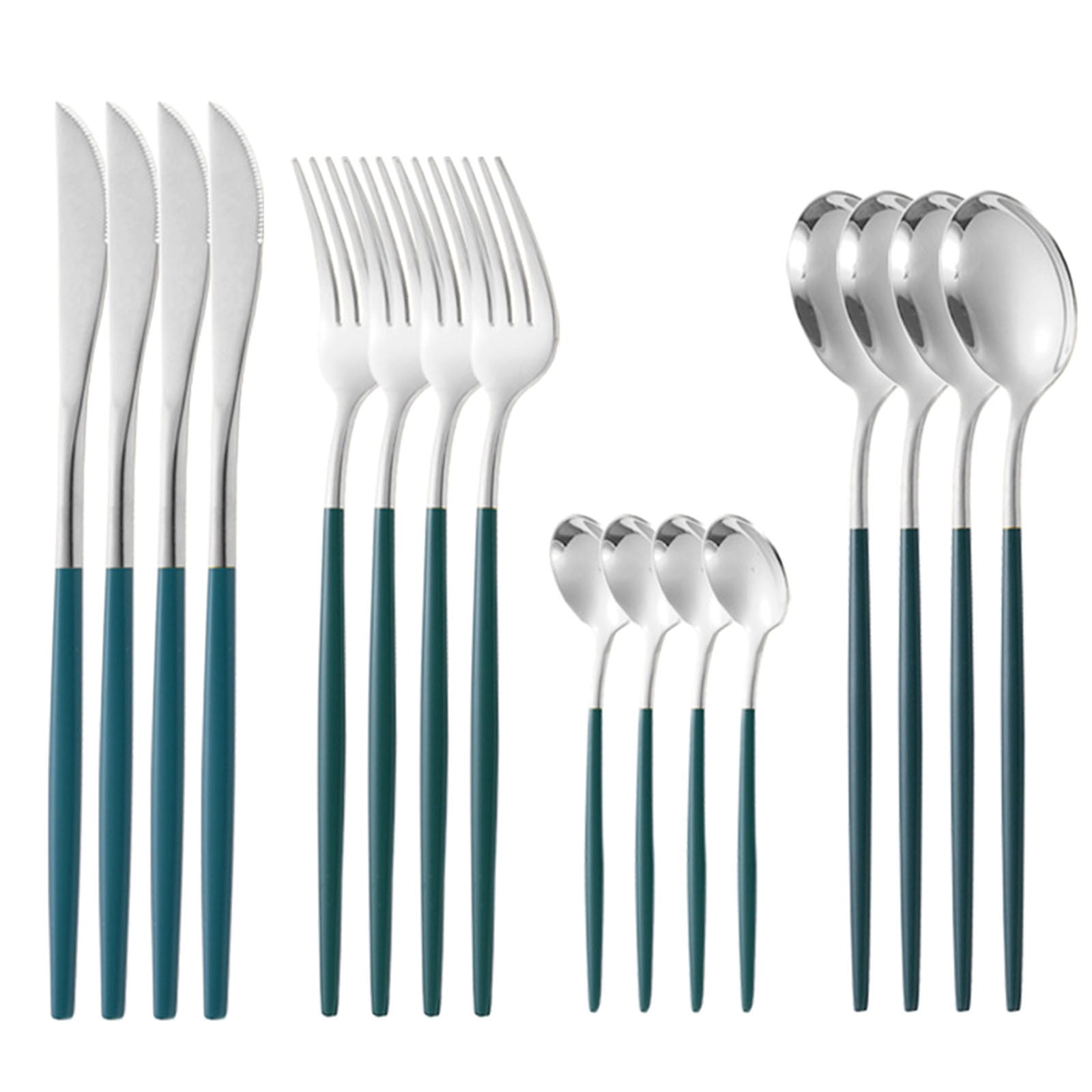 WJHWSX 16 Piece Stainless Steel Flatware Sets,Kitchen Flatware Set ...