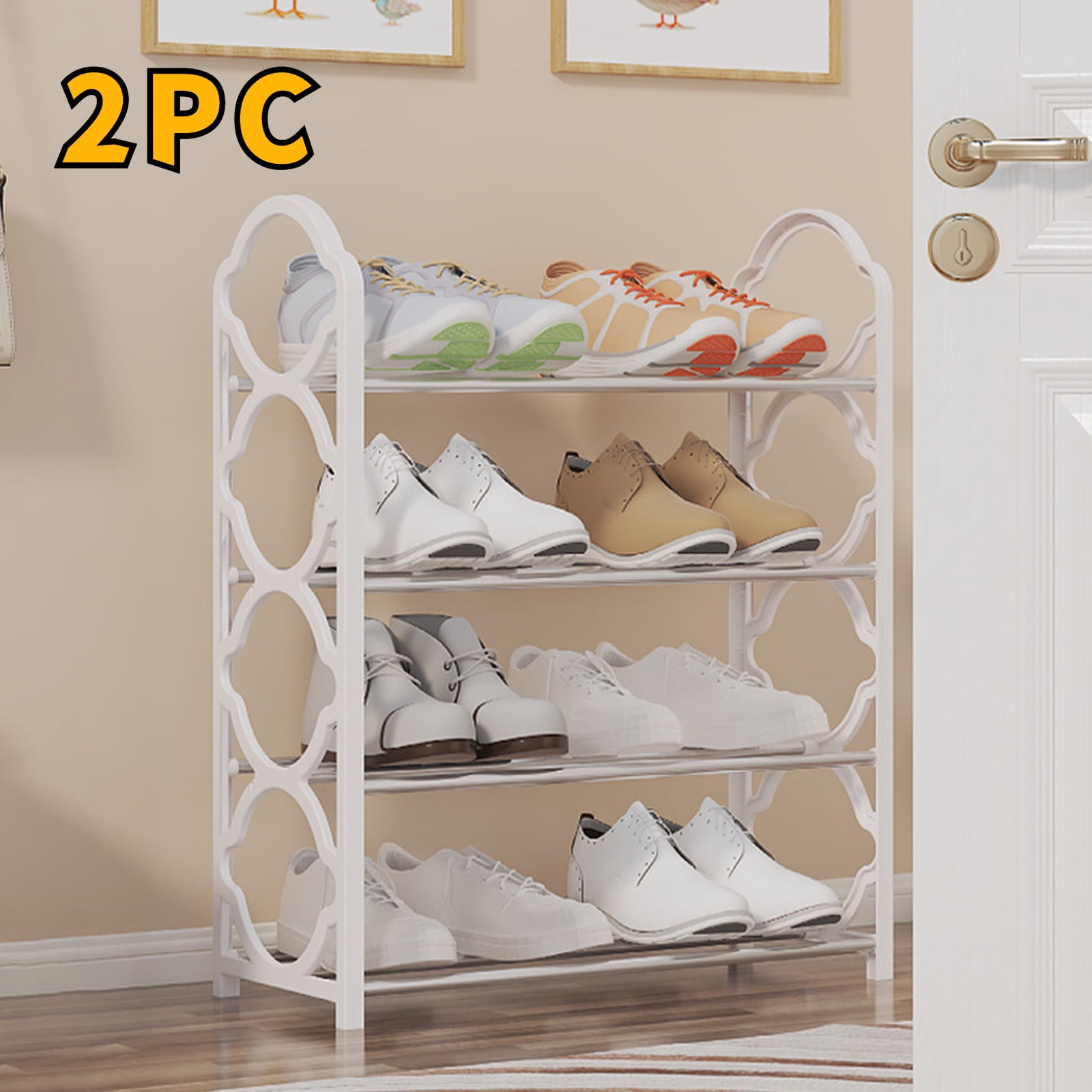 WJHWSX 2PC 4 Tiers Shoe Rack,Shoe Racks Clearance,Outdoor Shoe Racks ...