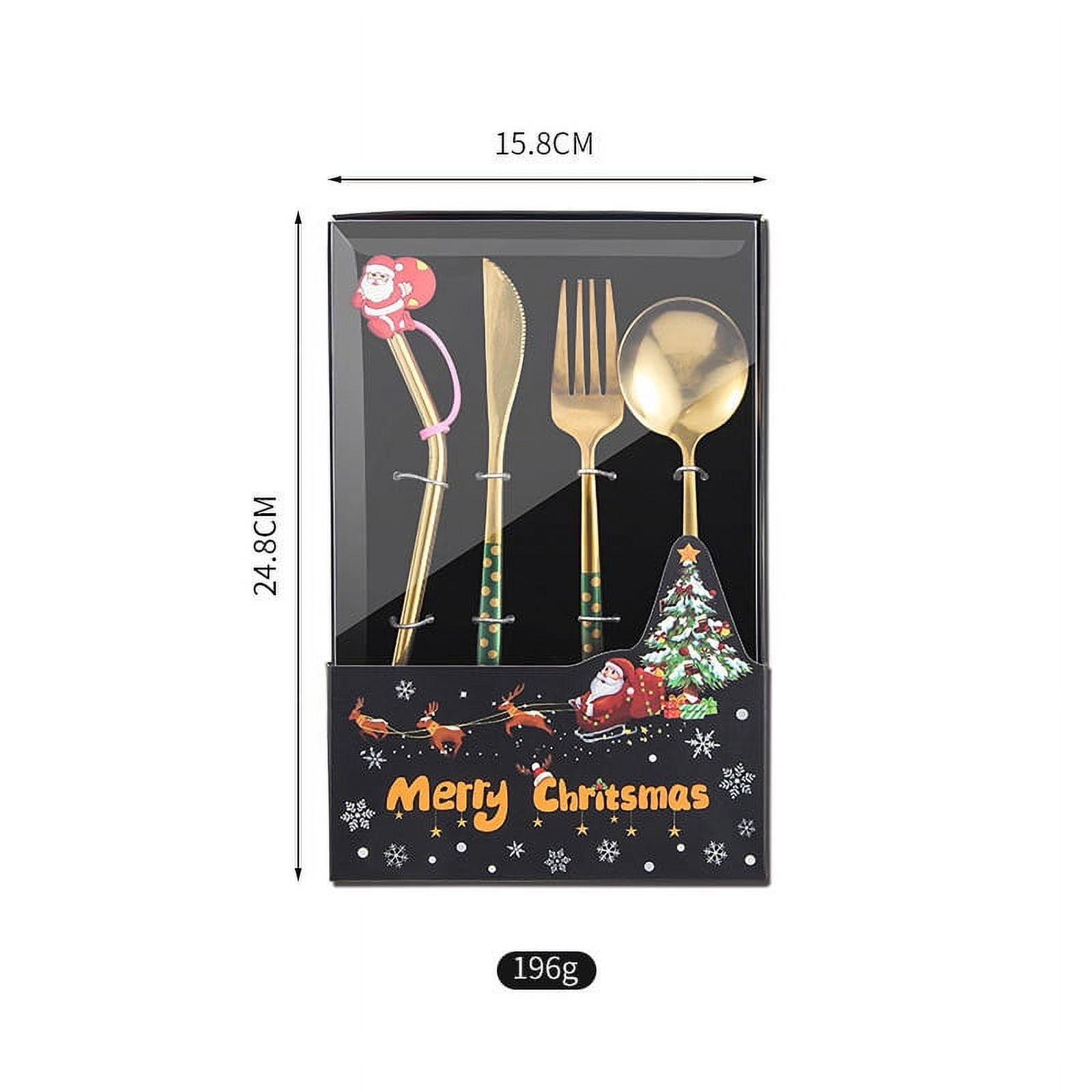 WJHWSX 4 Piece Christmas Stainless Steel Flatware Sets,Kitchen ...