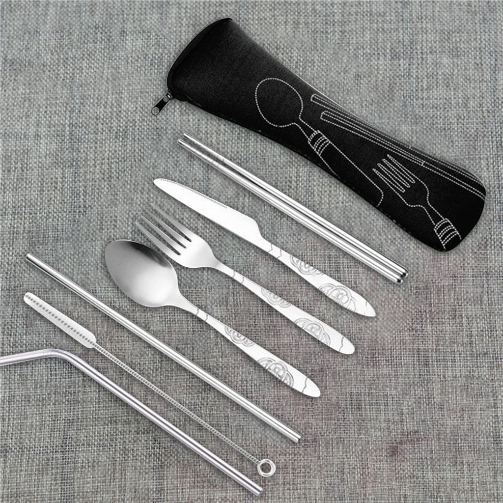 WJHWSX 7 Piece Flatware Sets with Organizer,Kitchen Flatware Set ...