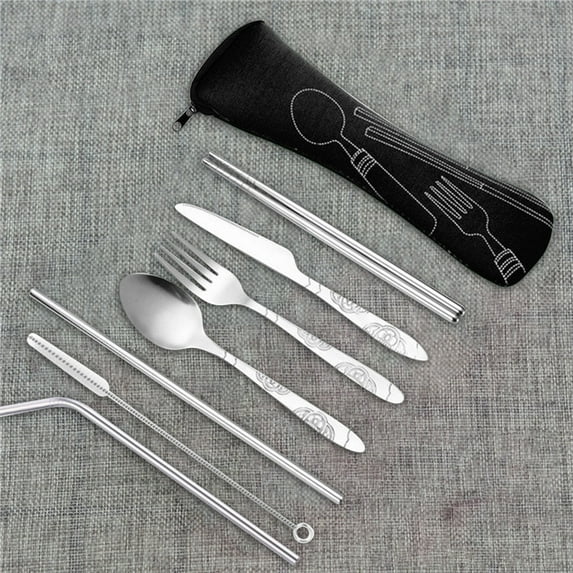 WJHWSX 7 Piece Flatware Sets with Organizer,Kitchen Flatware Set ...