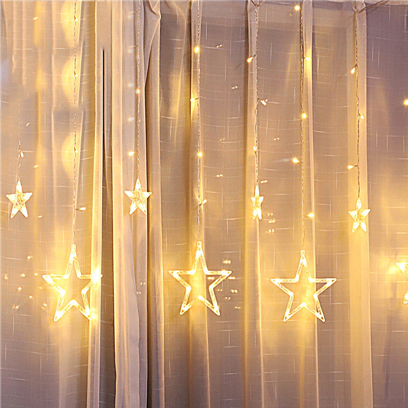 WJHWSX Led Curtain Lights Outdoor,LED Star String Lights, Five-Pointed ...