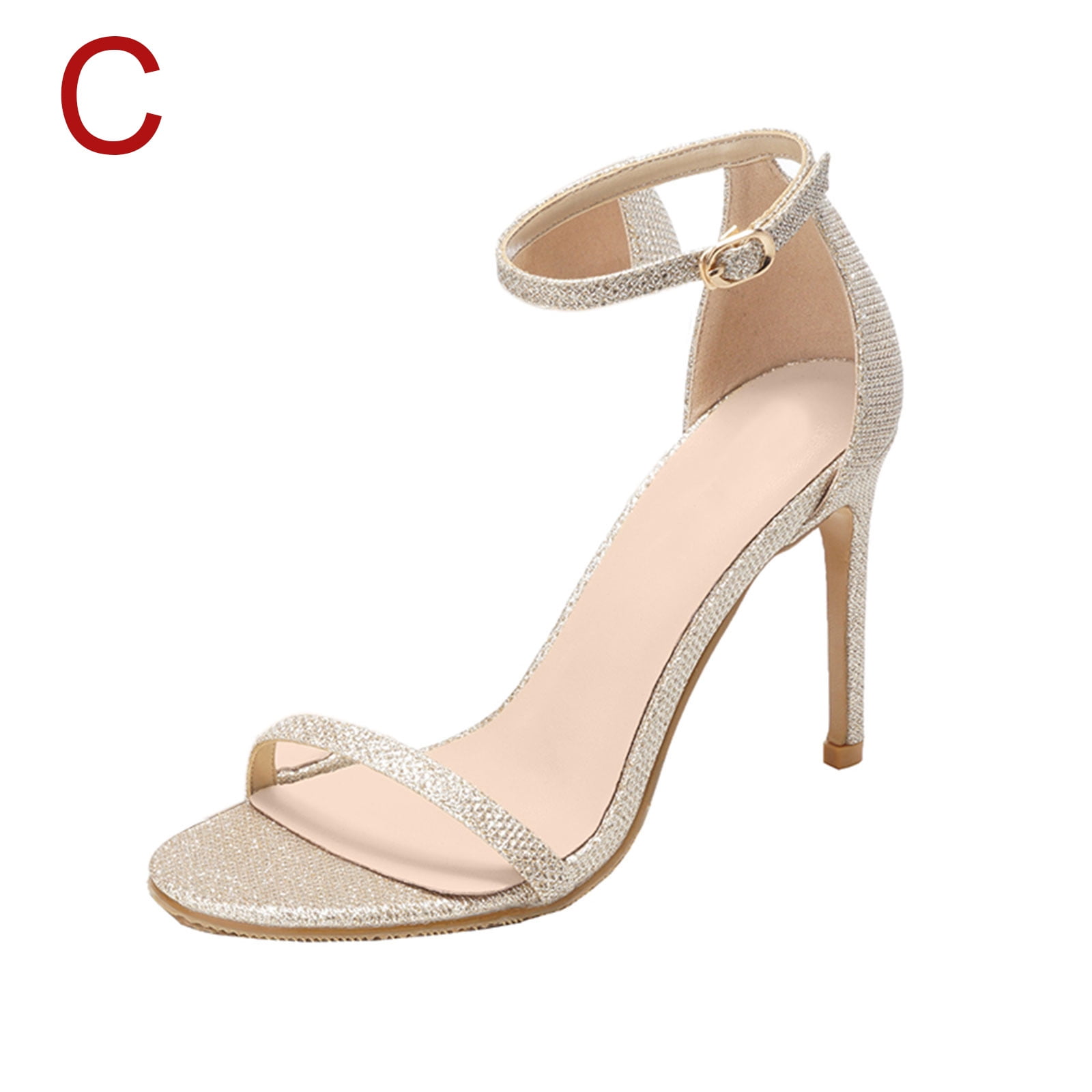 WJHWSX Peep Toe Heels For Women High Heel Thin Gold - Walmart.com